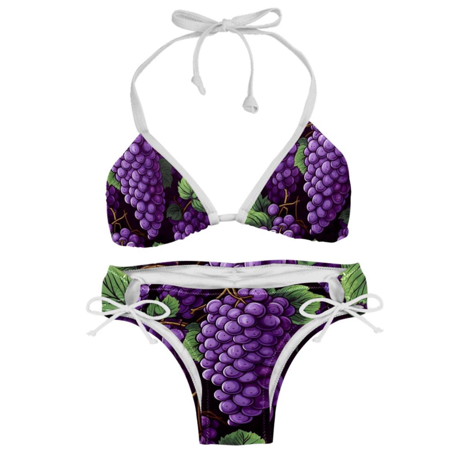 Grape Swimsuit Bikini Set with Detachable Sponge and Adjustable Strap, Two-Pack, for Beach and ...