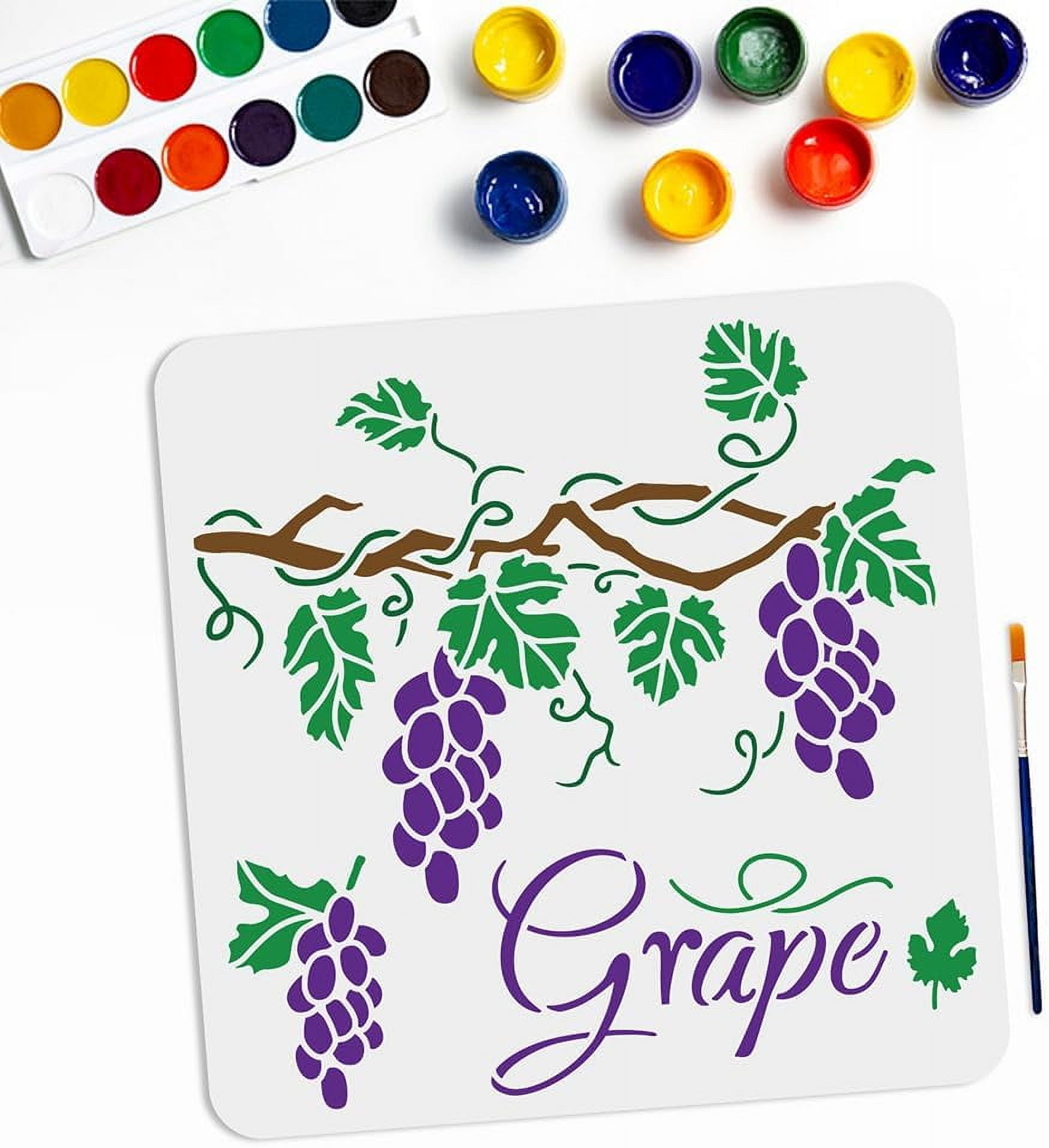 Grape Vine Stencil Grape Stencil 11.8×11.8inch Hanging Grape and Leaves ...