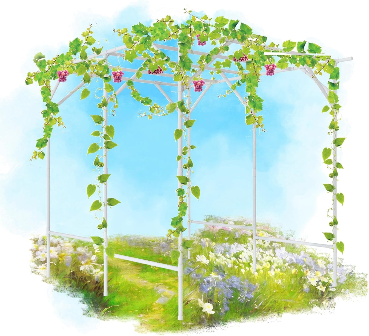 Grape Vine Trellis - Large Outdoor Garden Arch Trellis for Climbing ...