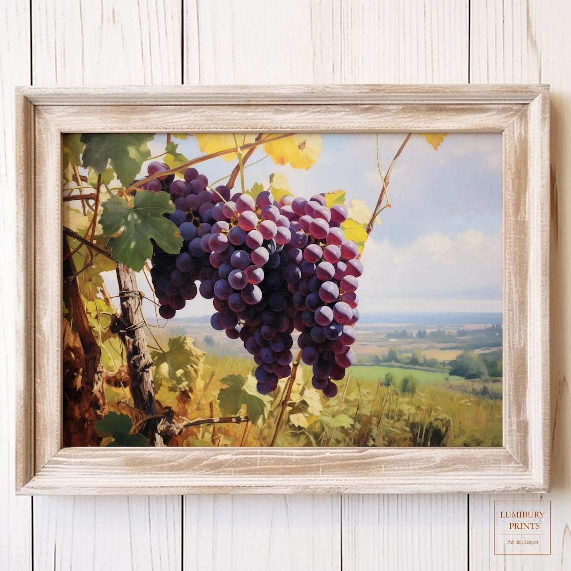 Grape Wall Art, Fall Fruit Art, Autumn Vineyard Print, Fruit Wall Decor ...
