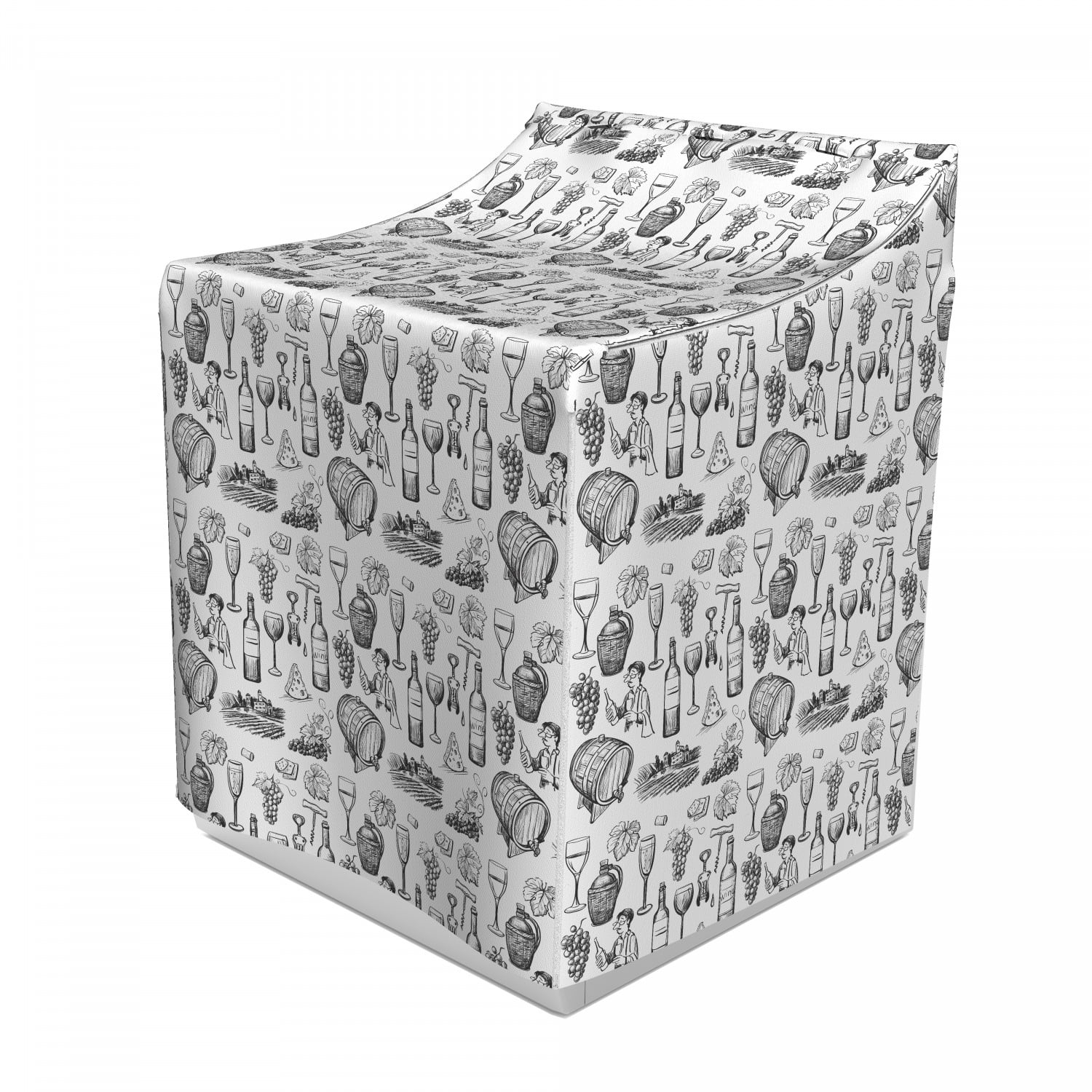 Grape Washer Cover, Winery and Wine Making Theme Hand Drawing Pattern ...