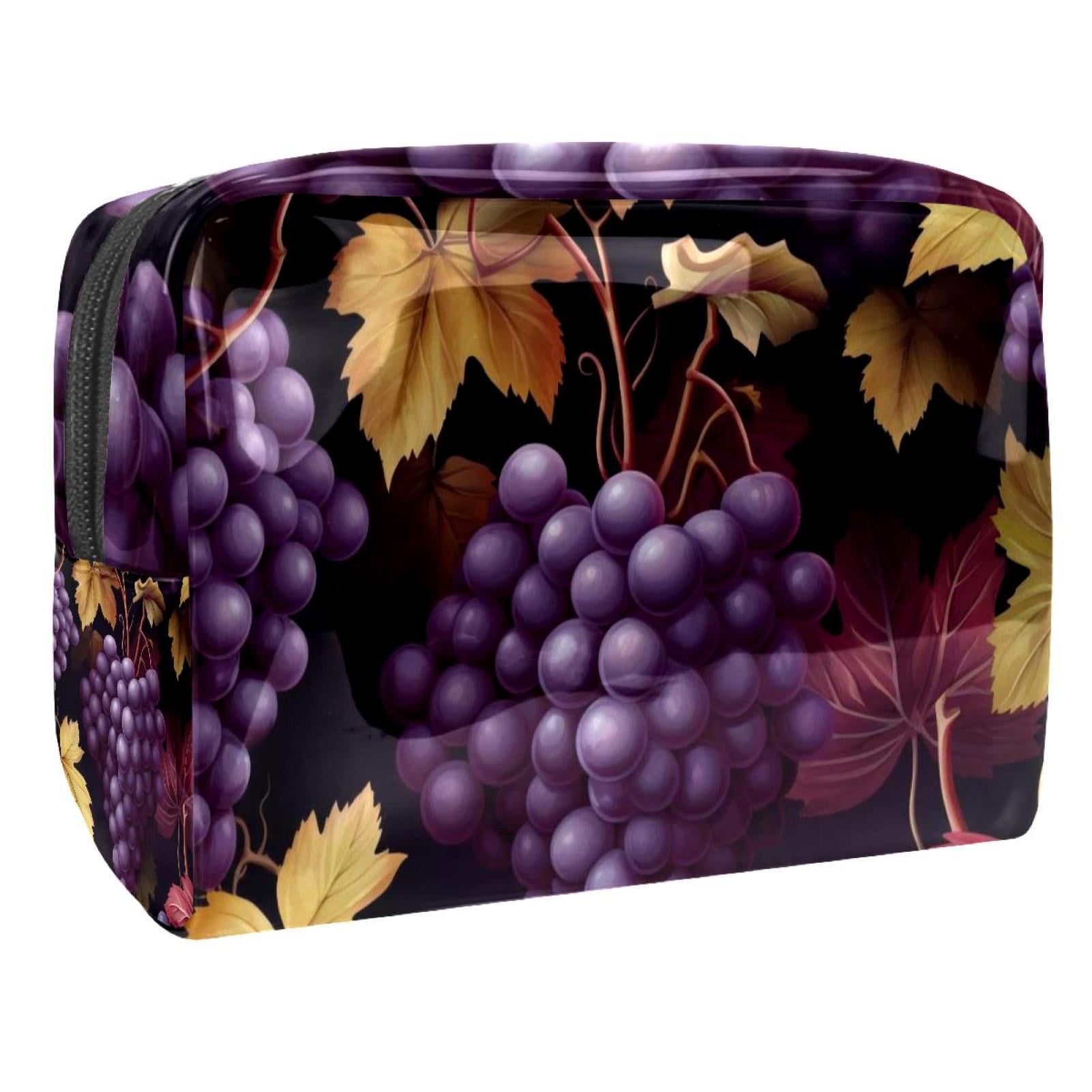 Grape Waterproof PVC Cosmetic Bag Zipper Storage Organizer for Ladies ...