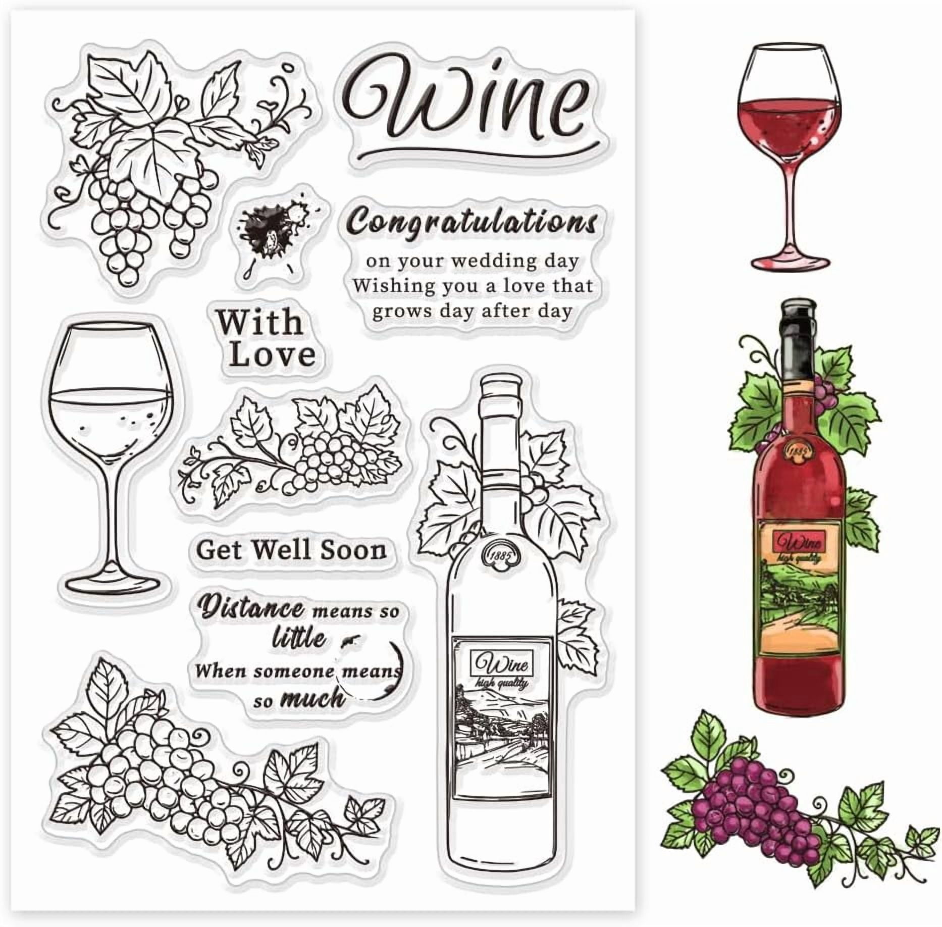 Grape Wine Clear Stamps Goblet Silicone Clear Stamp Grapevine Corner ...