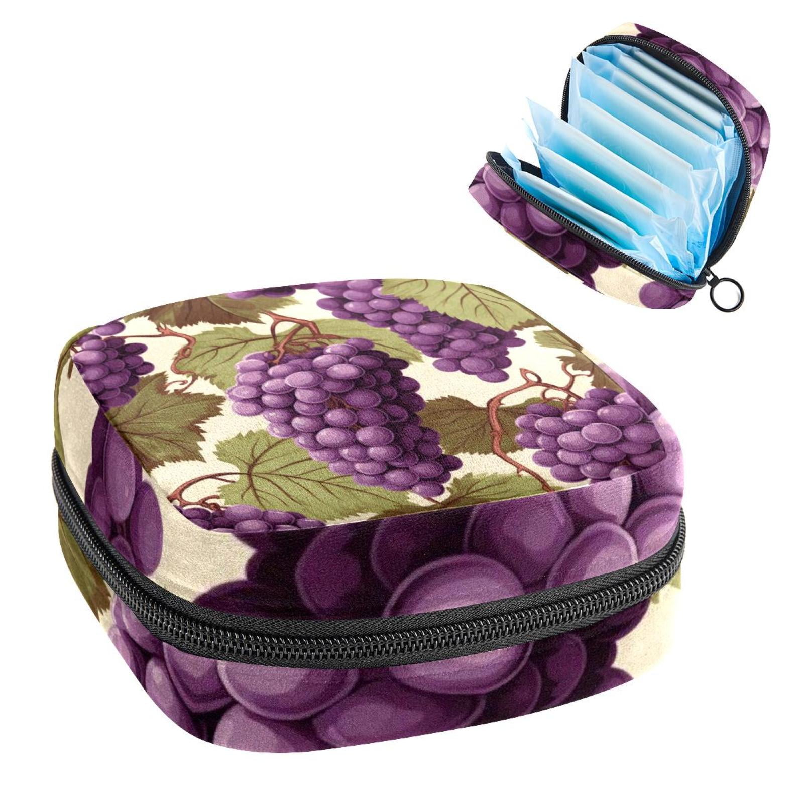Grape Women's Period Storage Bag with Velvet Fabric, Sponge Padding ...