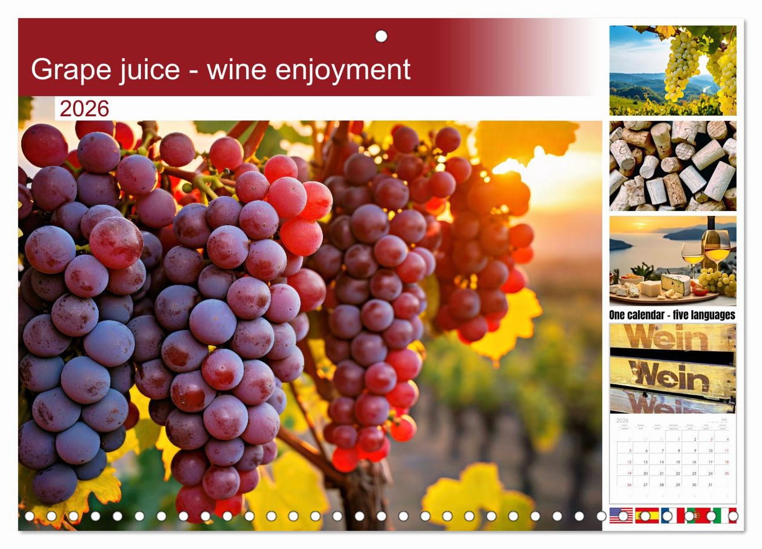 Grape juice - wine enjoyment (Monthly Wall Calendar 2026 16.5 x 23.4 ...