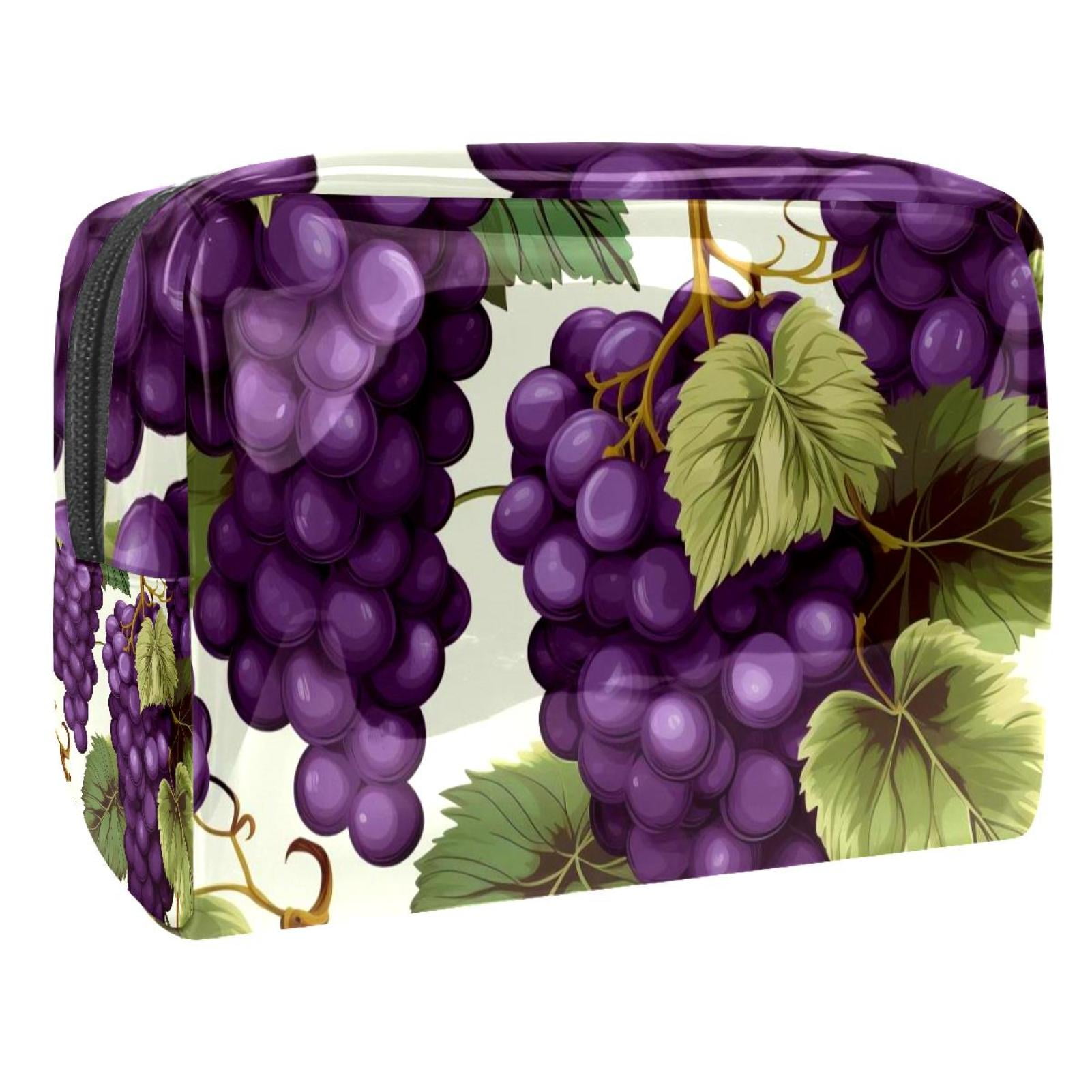 GrapePVC Cosmetic Storage Bag with Zipper, Printed Design, Small Bag ...