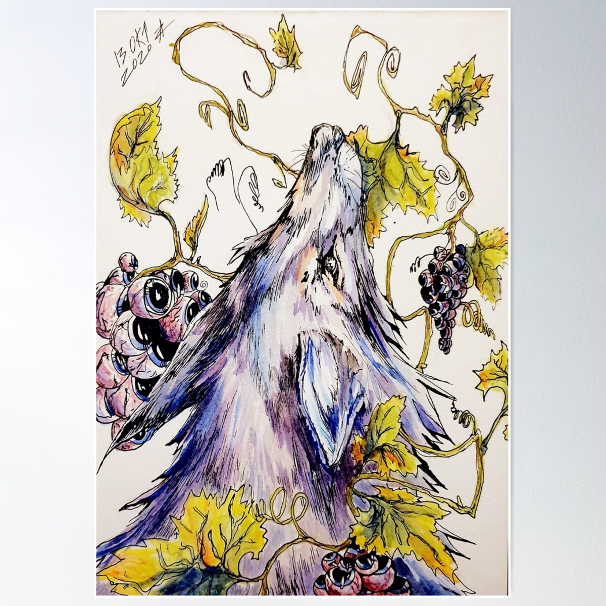 Grapeeye wolf Poster, 12x18 UNFRAMED - Walmart.com