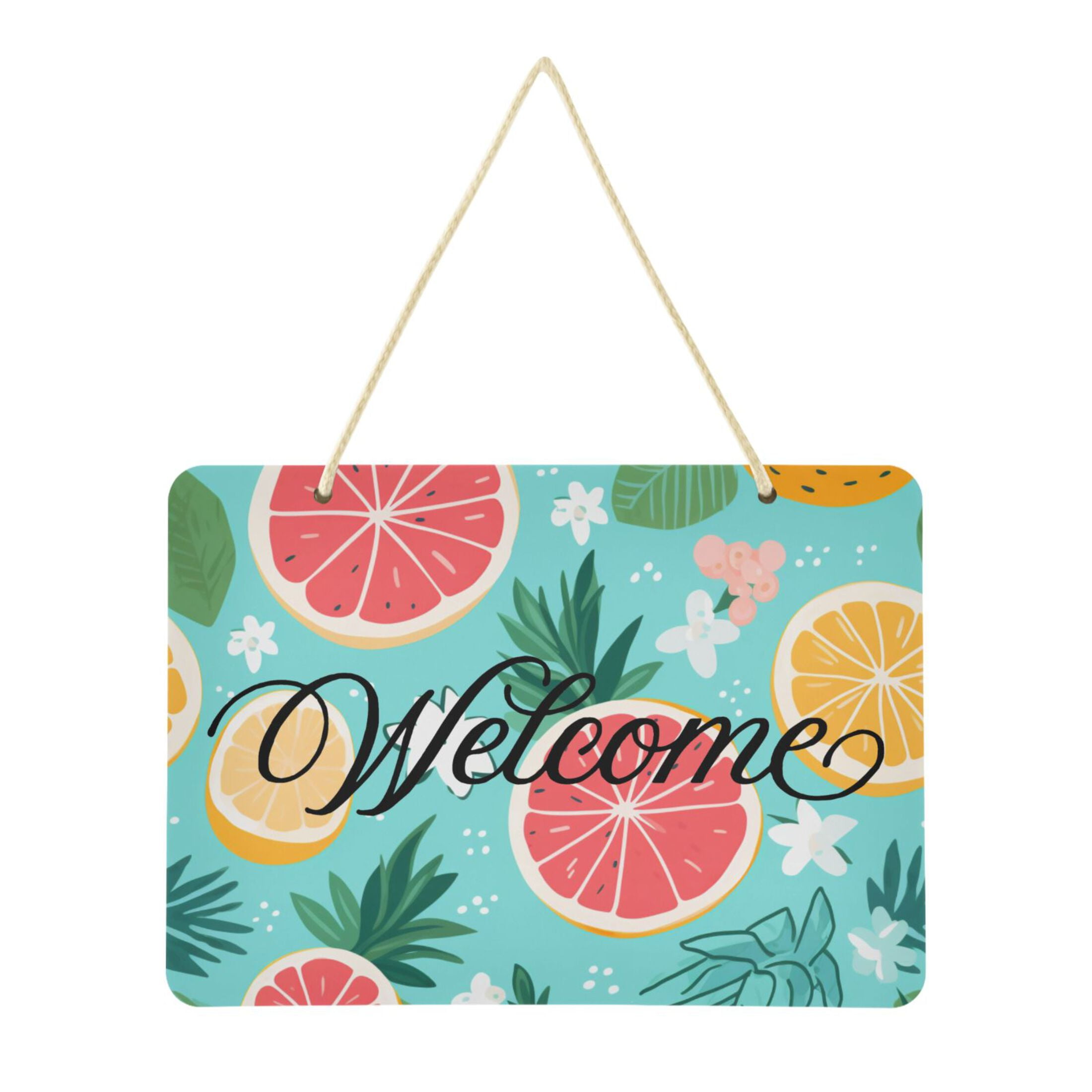 Grapefruit Berry Orange Welcome Sign Front Door PVC 14x10 inch Hanger ...