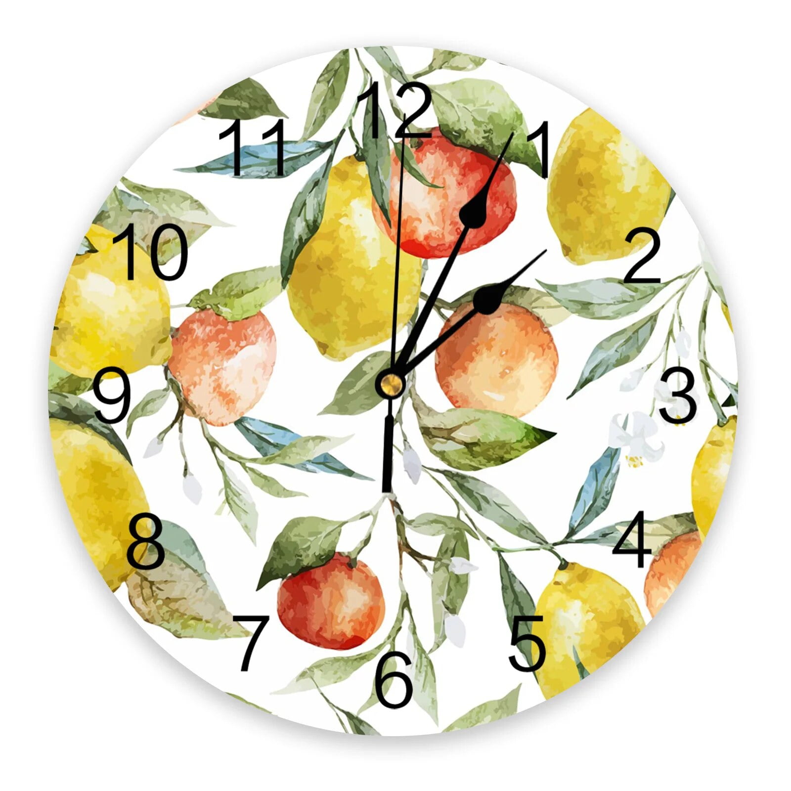 Grapefruit Lemon Leaves Watercolor Painting Wall Clock Home Decor ...