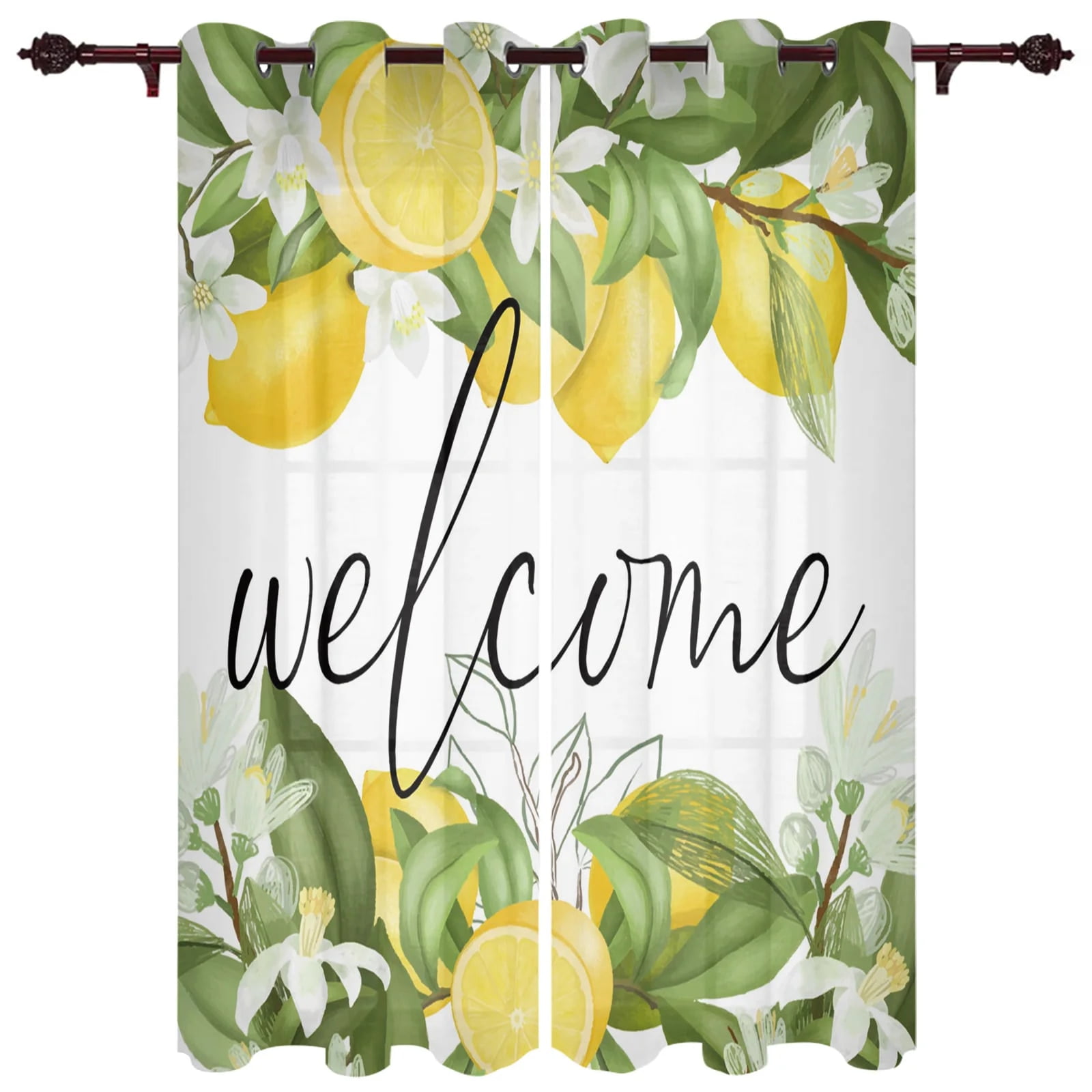 Grapefruit Lemon Watercolor Painting Window Curtains Home Decor Living ...