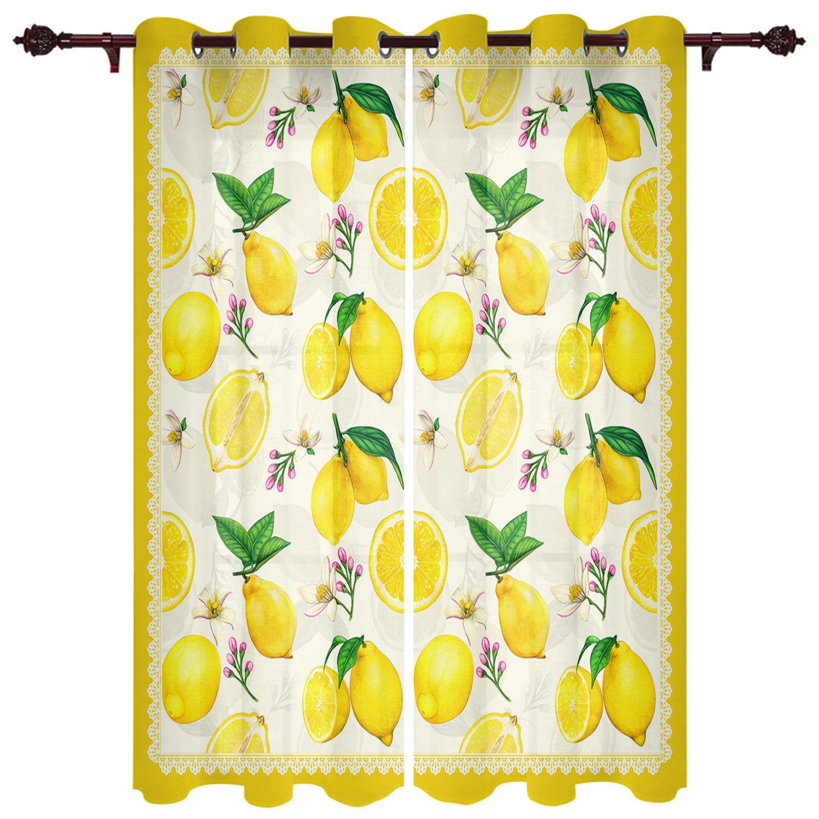 Grapefruit Lemon Watercolor Painting Window Curtains Home Decor Living ...