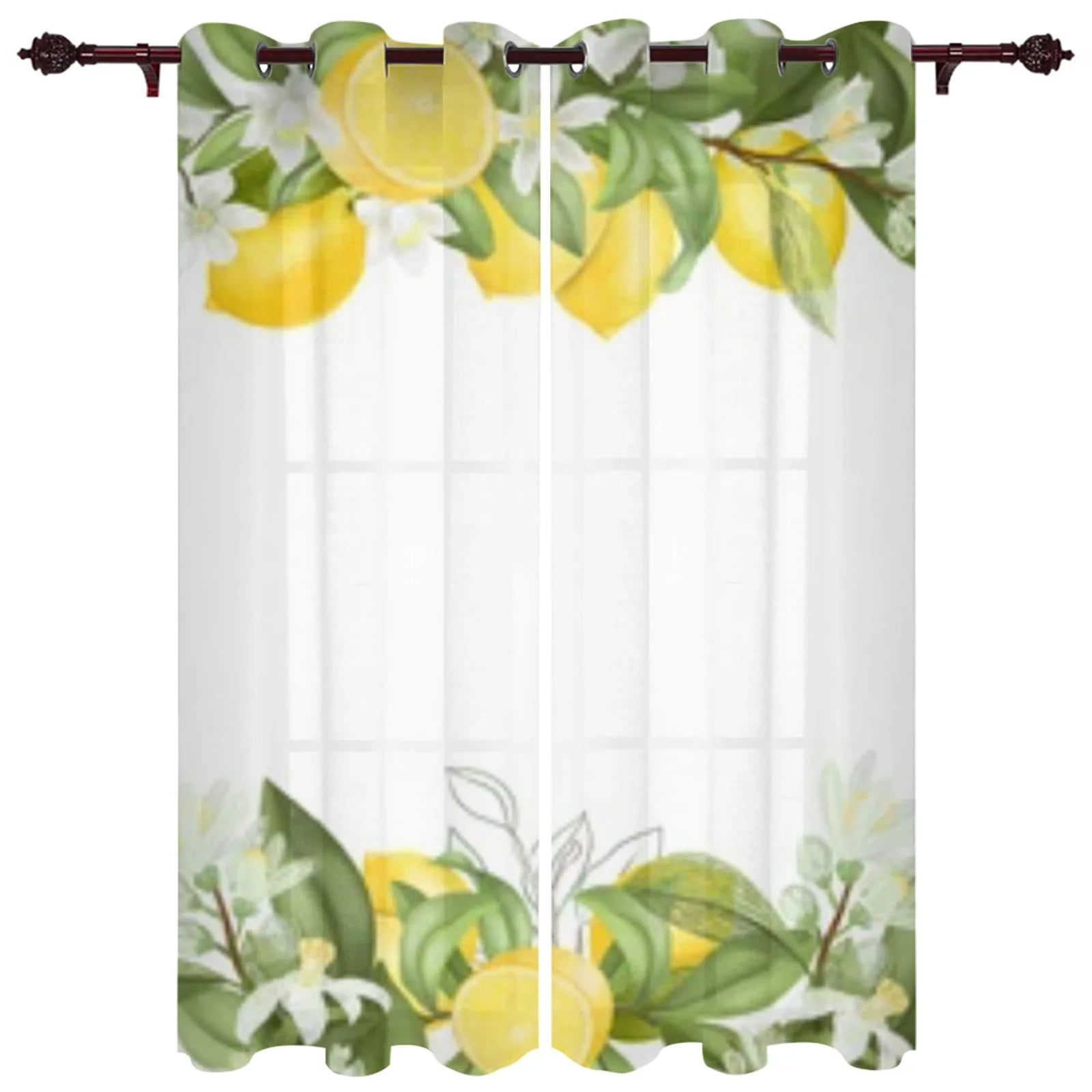 Grapefruit Lemon Watercolor Painting Window Curtains Home Decor Living ...
