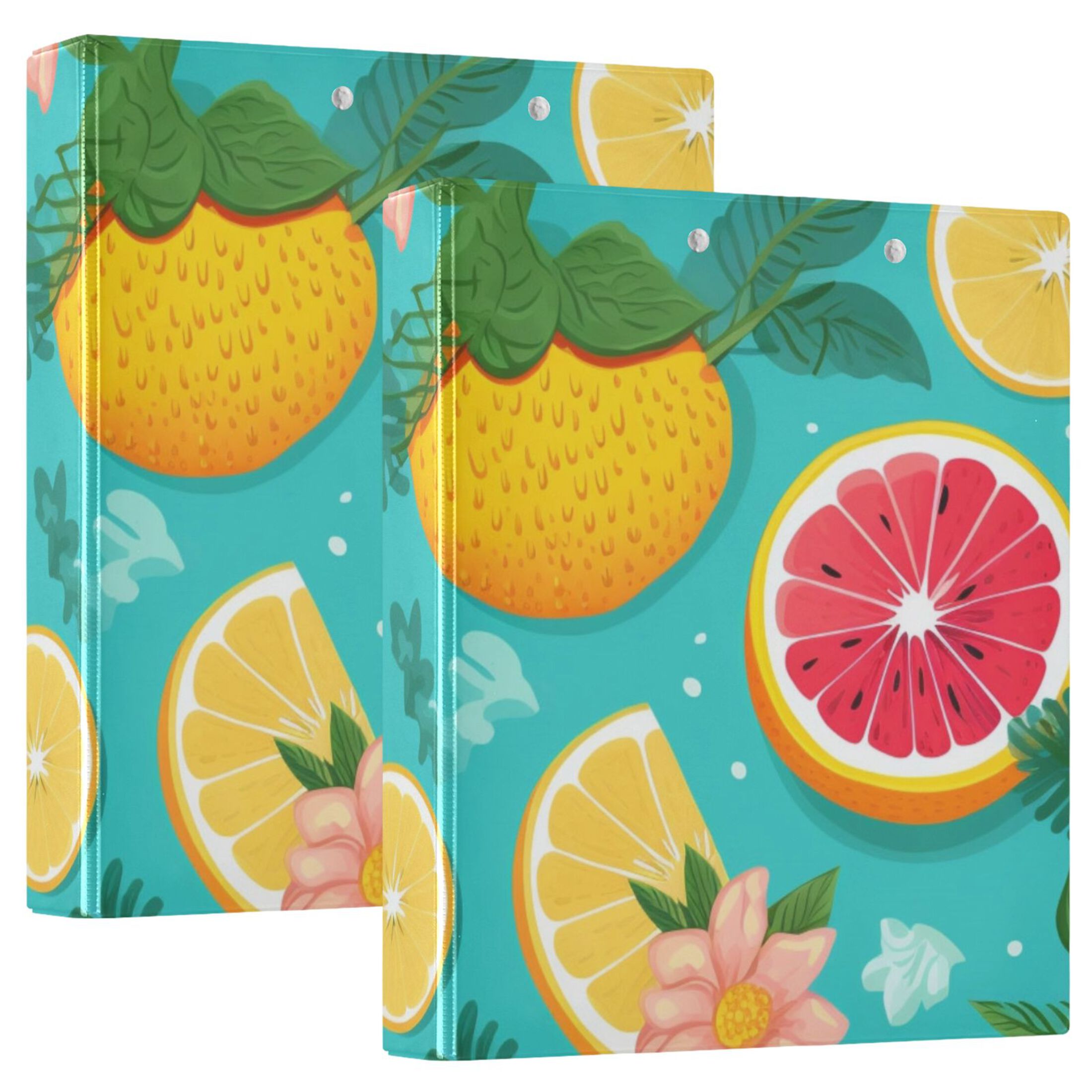 Grapefruit Lemon Watermelon Berry 3 Ring Hardcover Binders 1.5" Round ...