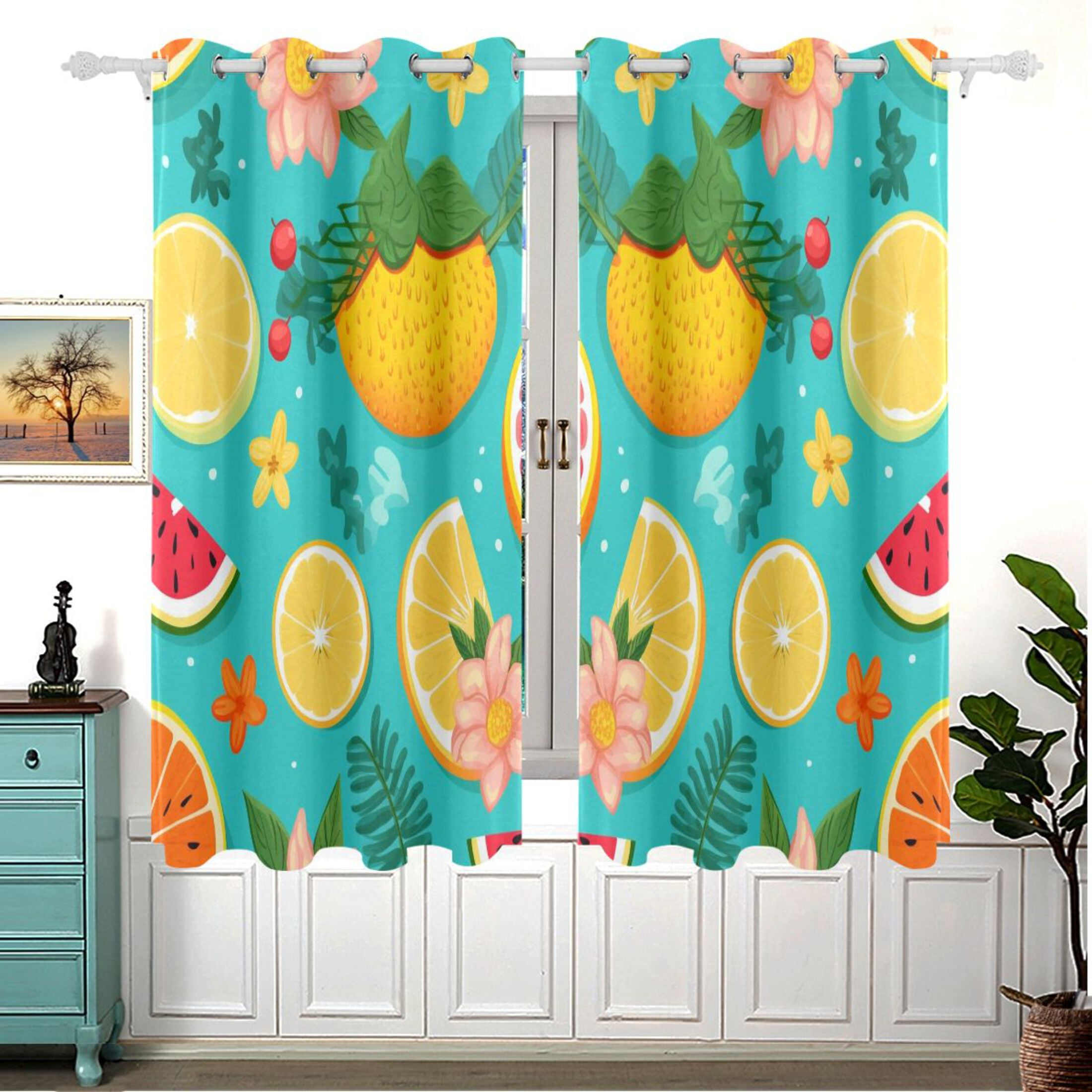 Grapefruit Lemon Watermelon Berry Blackout Curtains 2 Panels Set ...