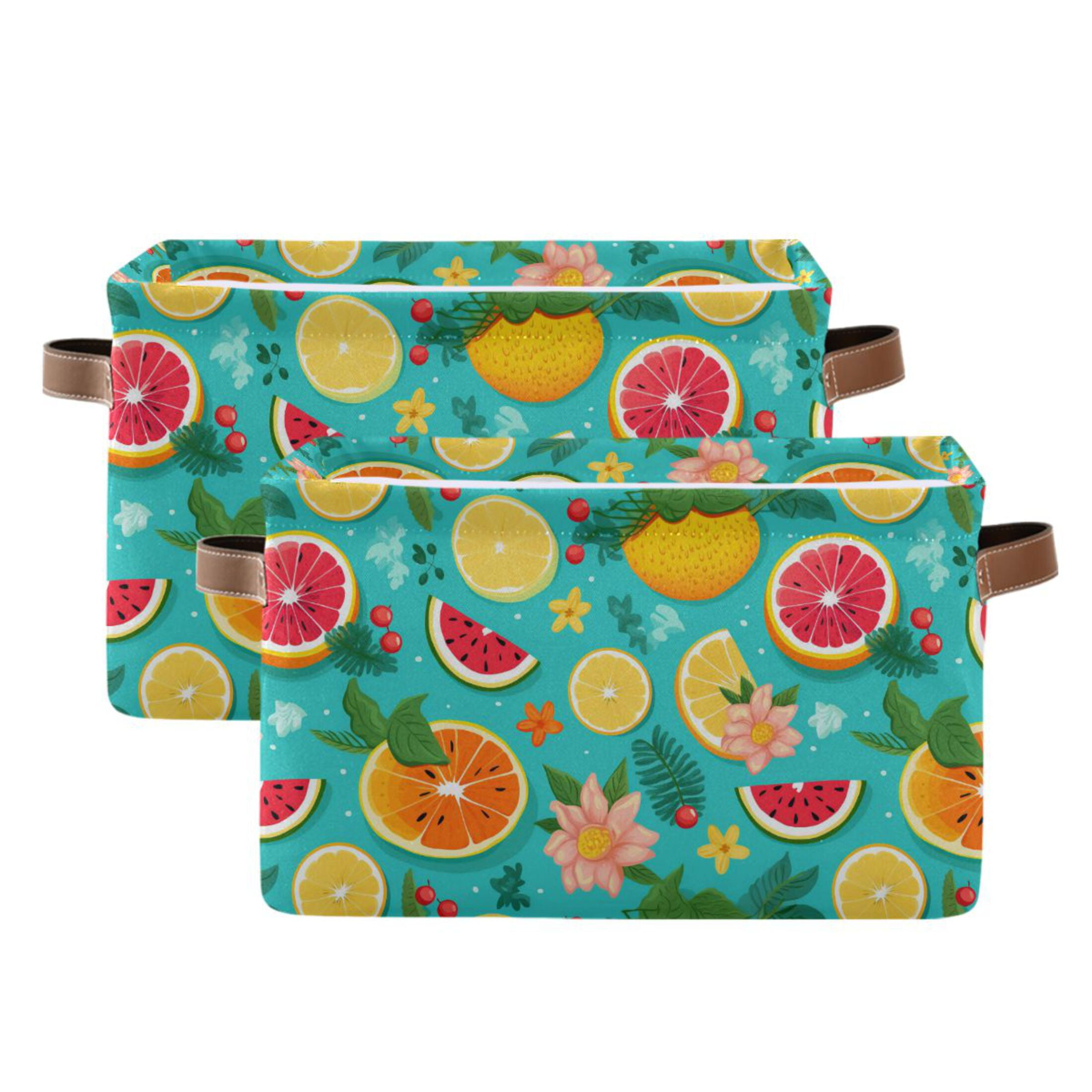 Grapefruit Lemon Watermelon Berry Storage Bins with Handle Fabric ...