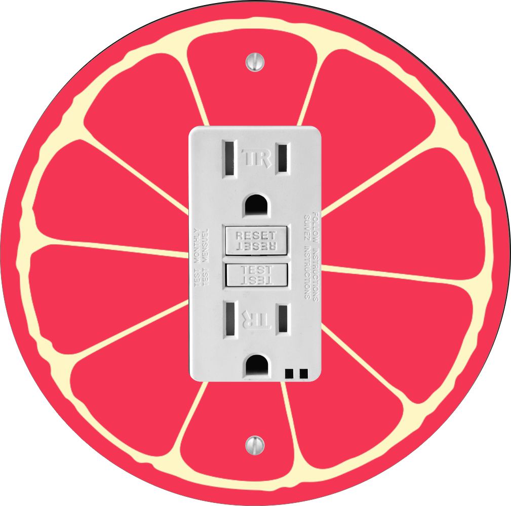 Grapefruit Slice Design - Round Light Switch Plate Cover - GFI ...