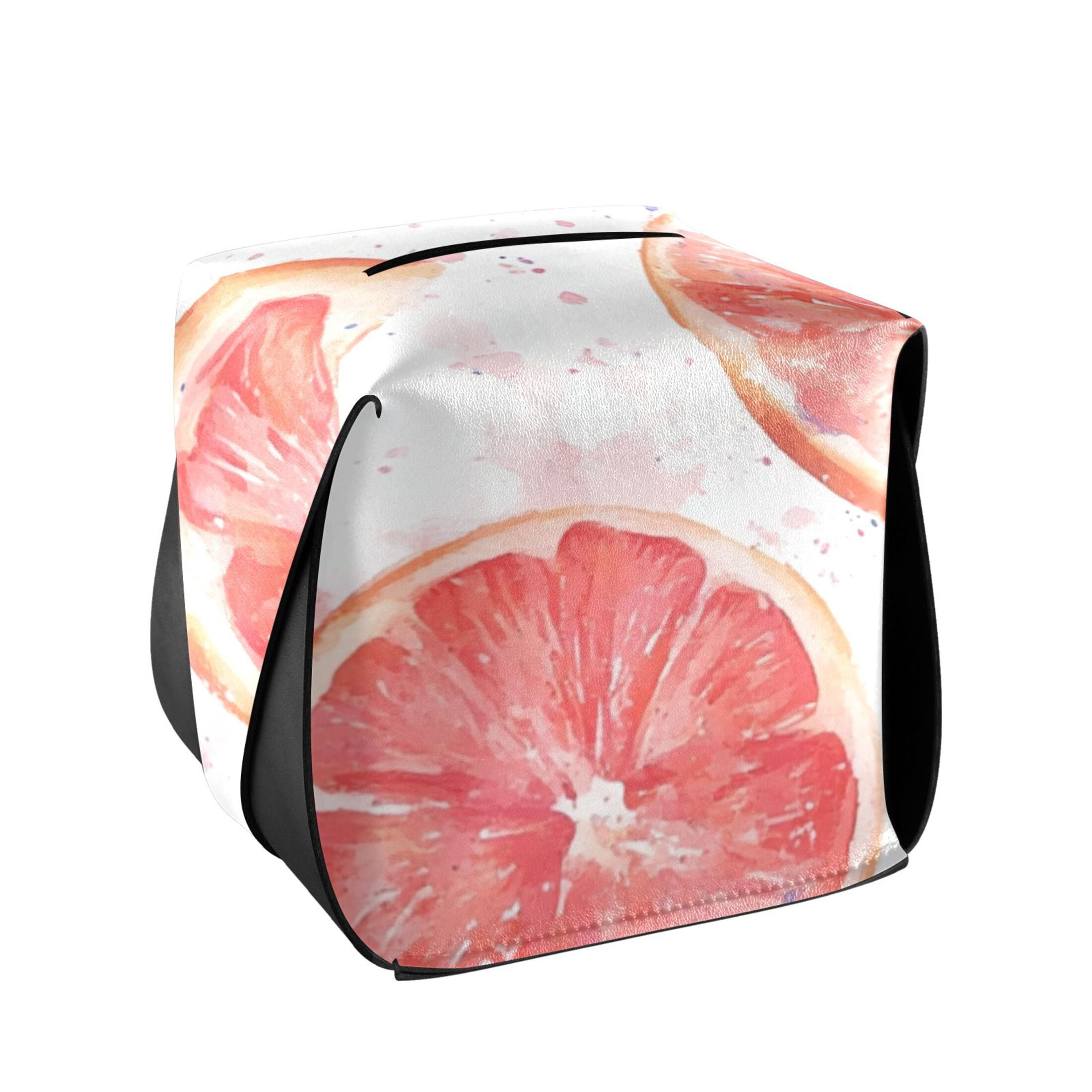 Grapefruit on Watercolor Orange Tissue Box Cover Leather Square ...