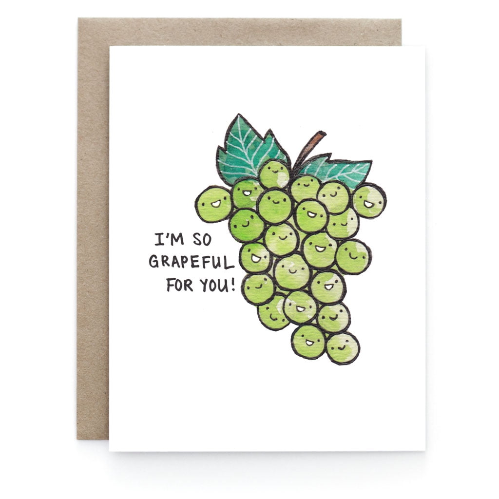 I'm So Grapeful for You Card – Cute Grape Design Greeting Card for ...
