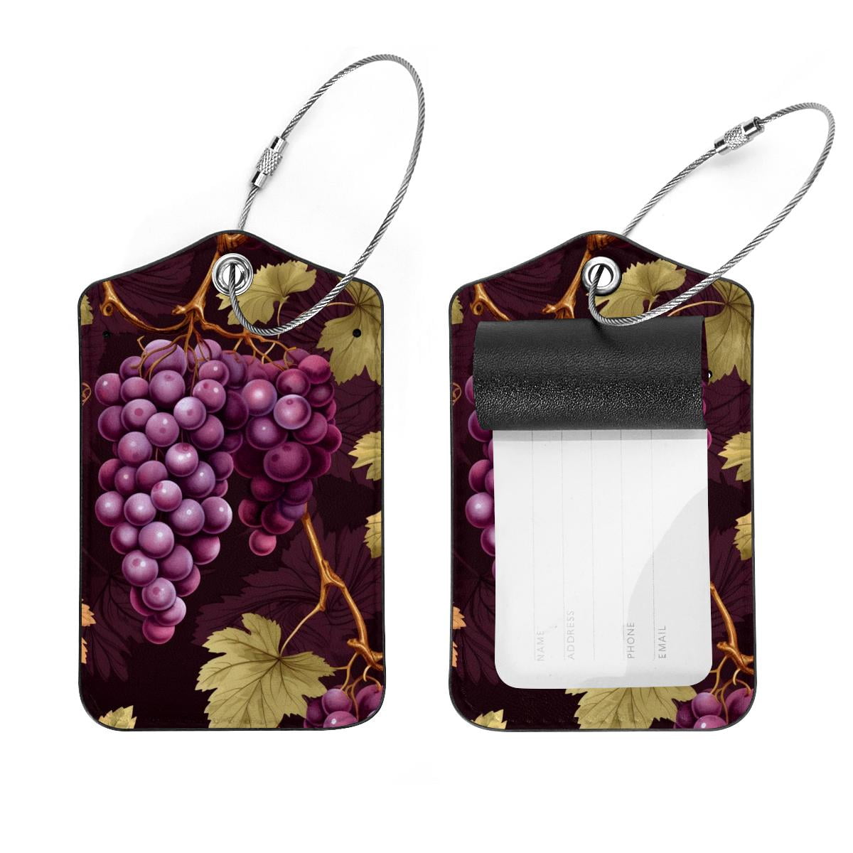 Grapes 2 Pack Luggage Tags Suitcases PU Leather Travel Bag & Baggage ID ...