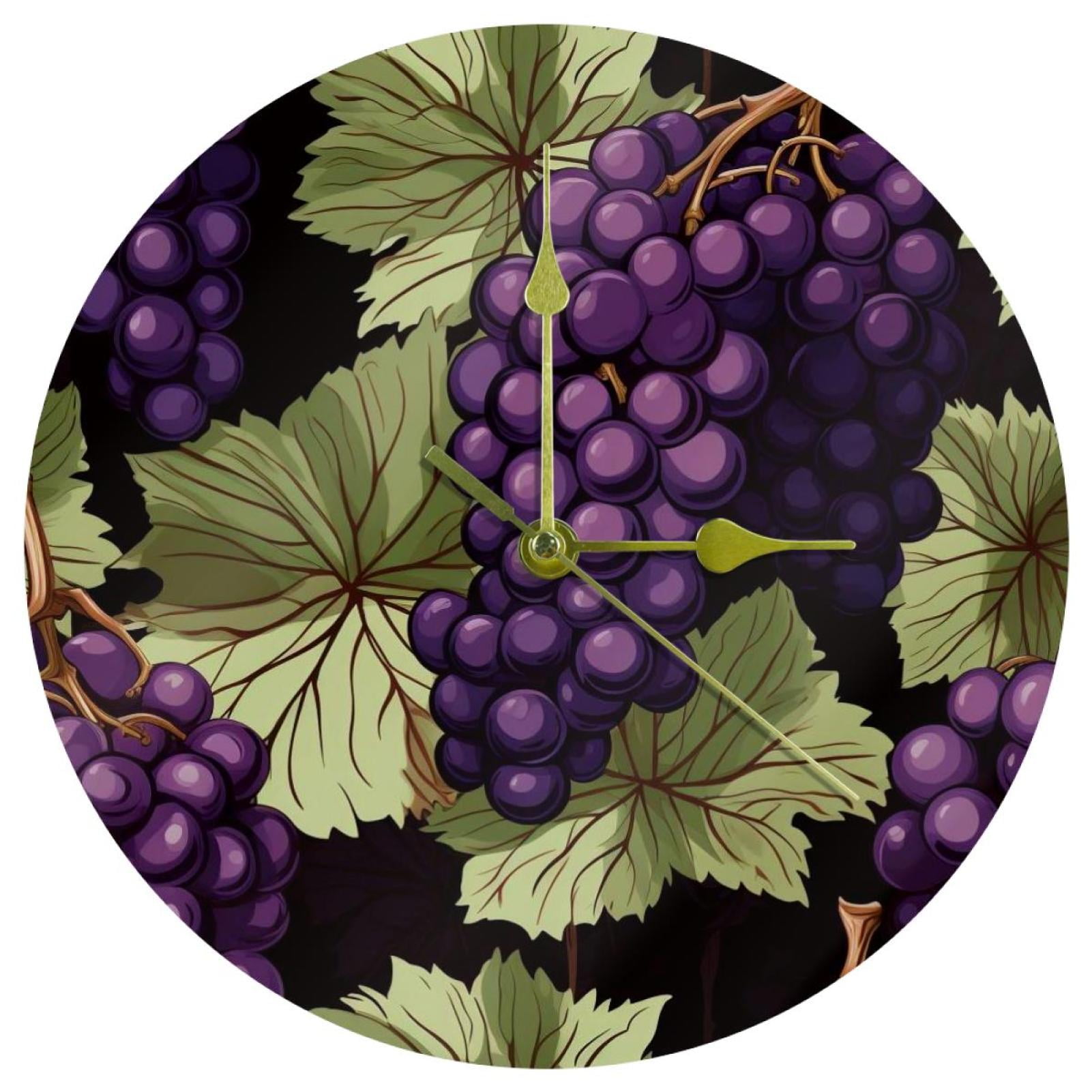 Grapes Circular Acrylic Wall Clock - Elegant Decorative Timepiece for ...