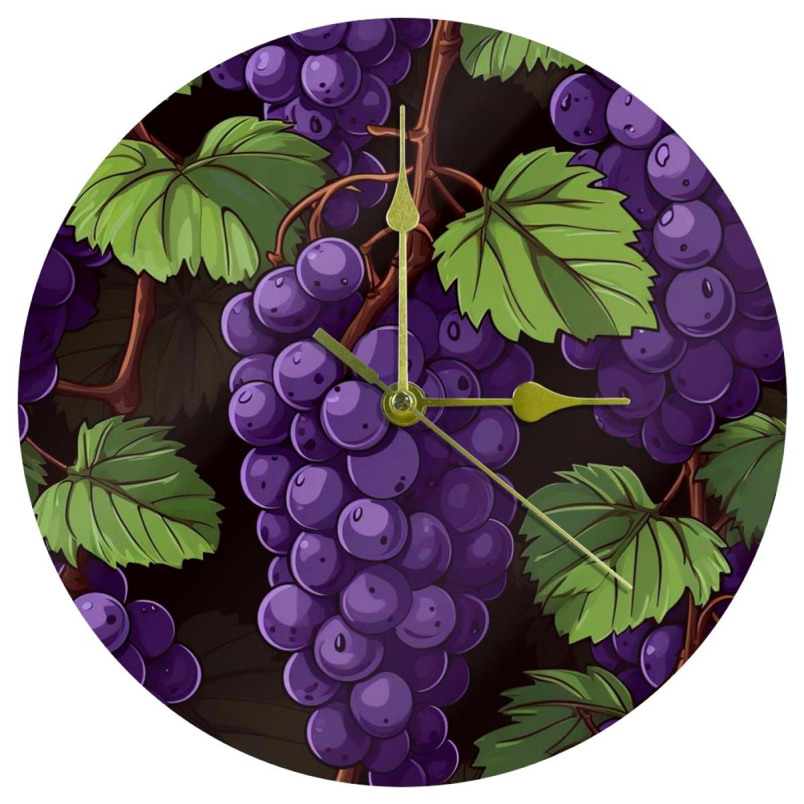 Grapes Circular Acrylic Wall Clock - Elegant Timepiece for Home with ...