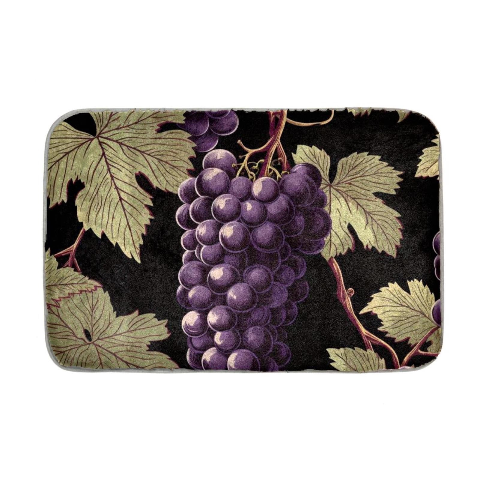 Grapes and Green Leaves Faux Bunny Fluffy Plush Fur Rug Washable Area ...