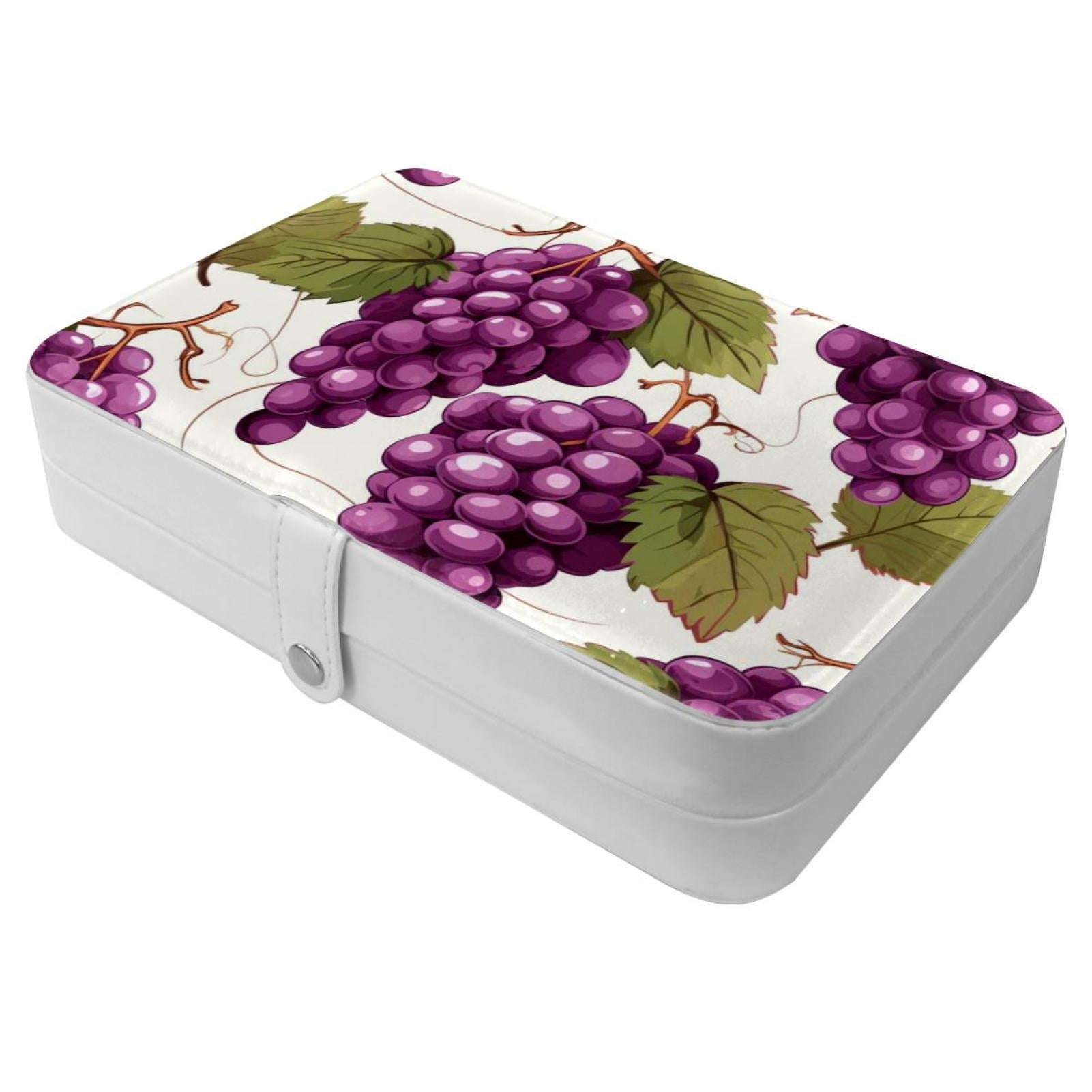 Grapes and Green Leaves Travel Jewelry Box - Compact and Portable ...