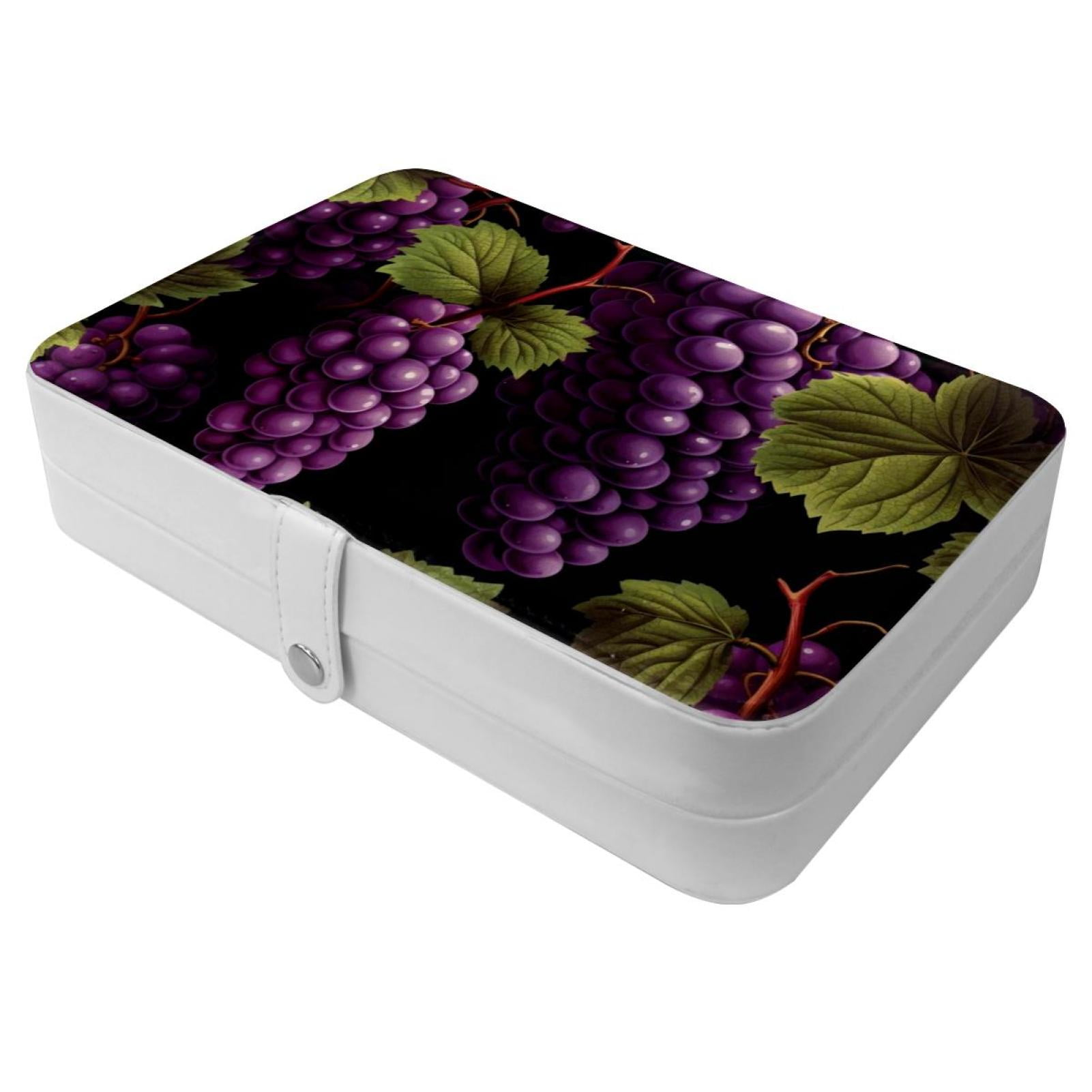 Grapes and Green Leaves Travel Jewelry Box - Compact and Portable ...
