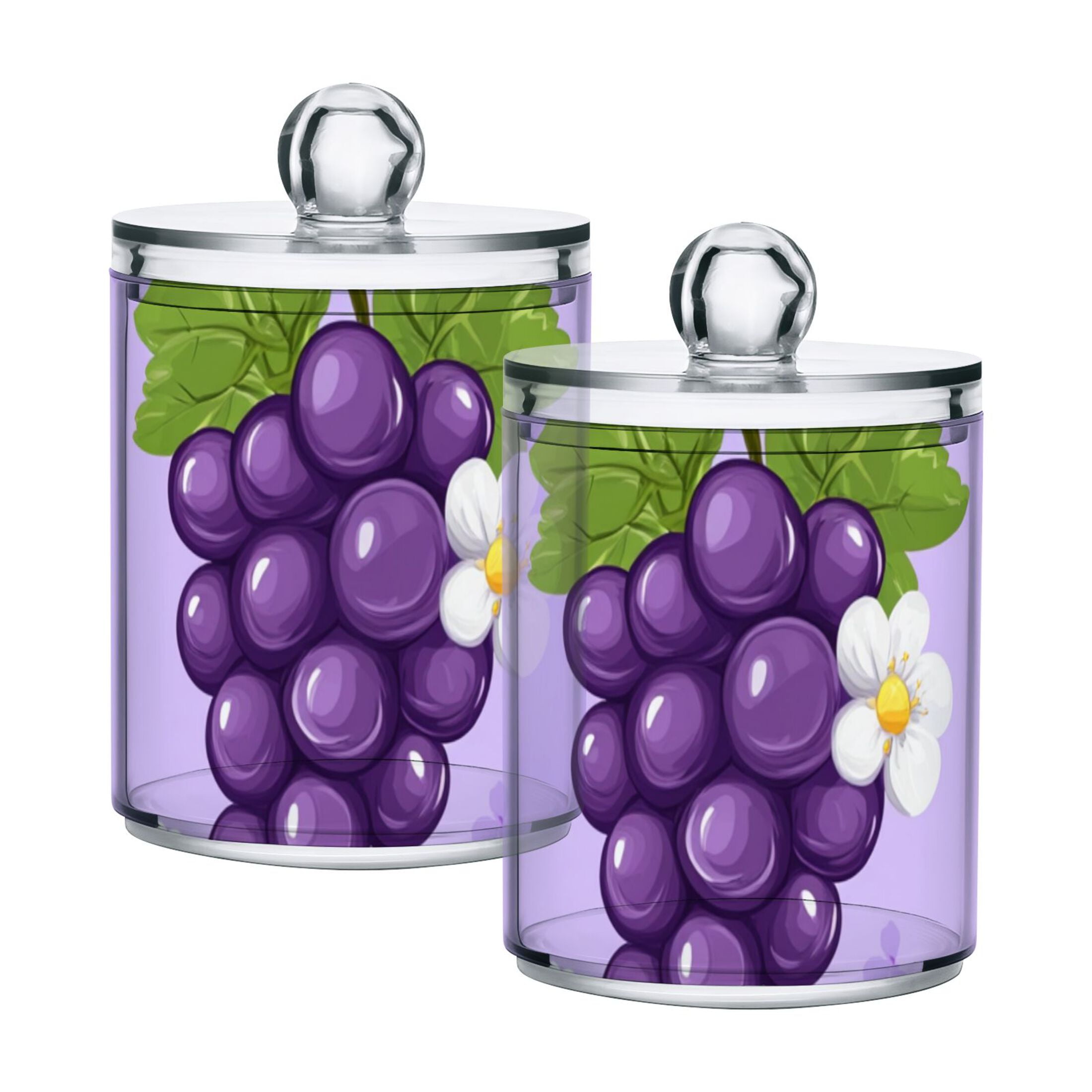 Grapes Leaves Daisies Translucent Plastic Cans Storage Canisters with ...