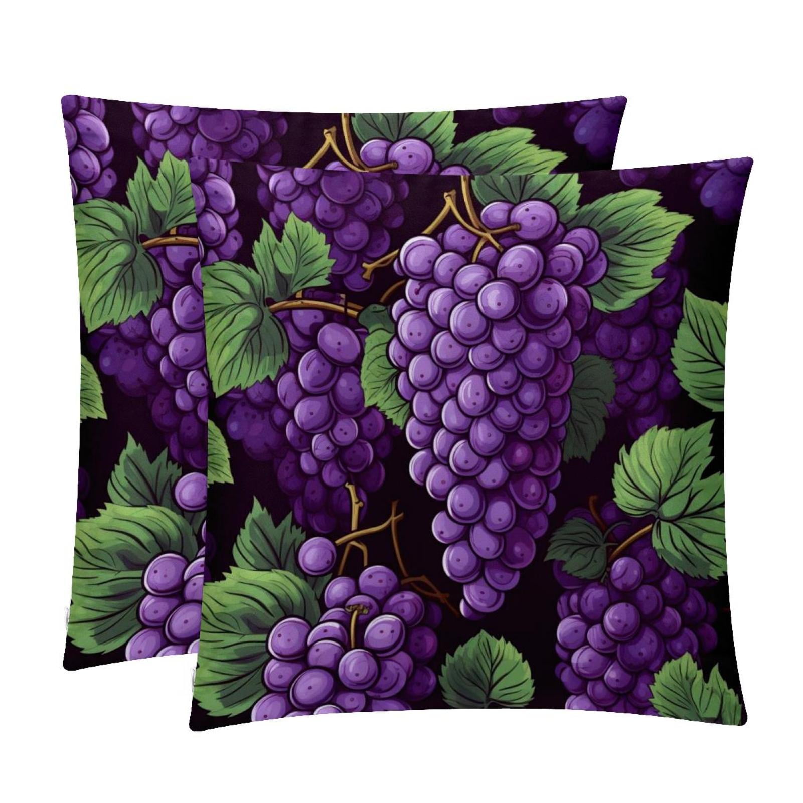 Grapes Pattern 2pc Luxurious Velvet Throw Pillow Covers Unique Ideal ...