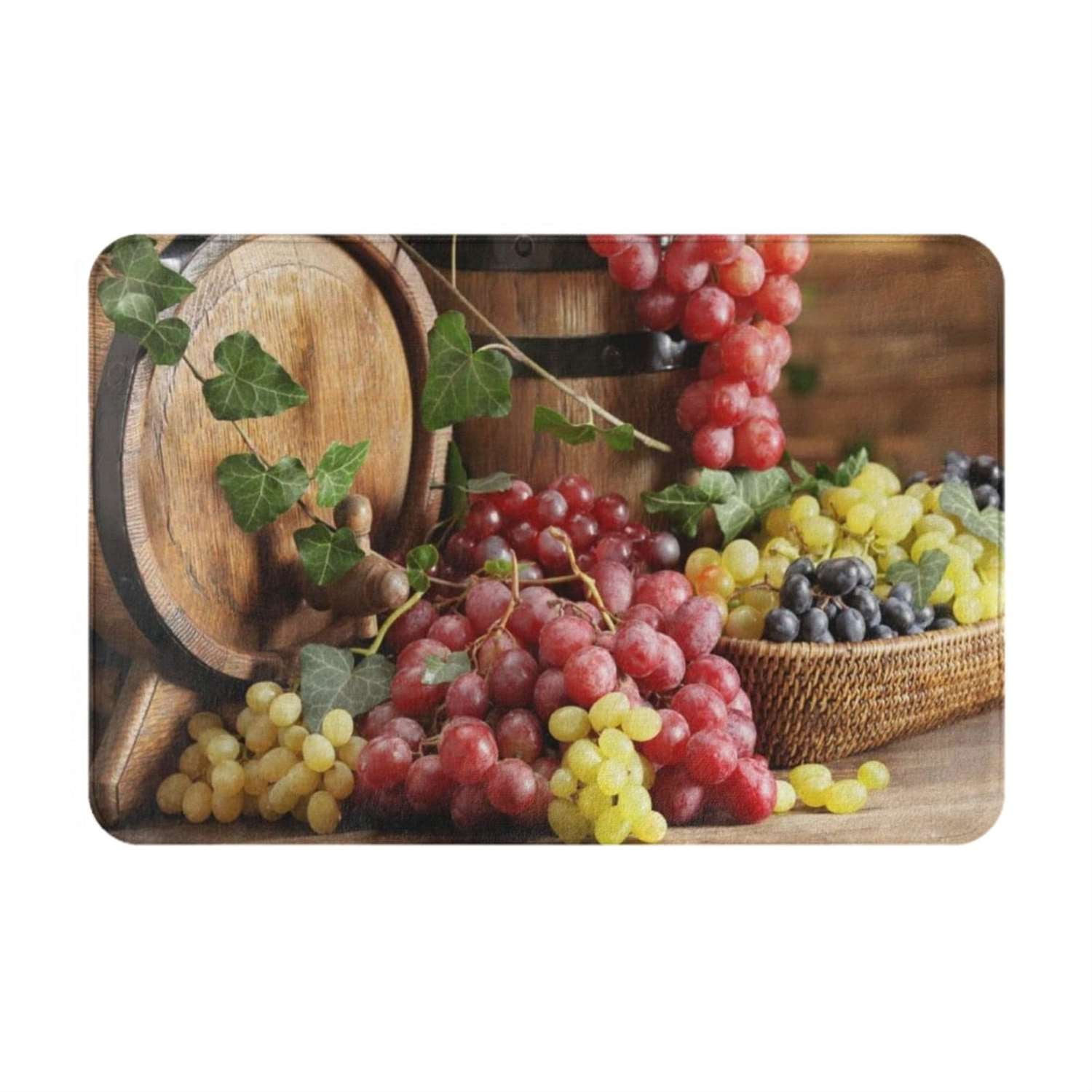 Grapes Red Wine Barrel Welcome Entrance Front Back Door Mats with Non ...