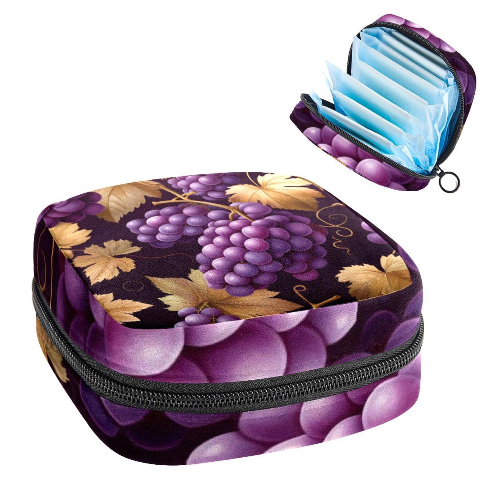 Grapes Sanitary Napkin Pouch Bag with Plush Fabric, Sponge, and Oxford ...