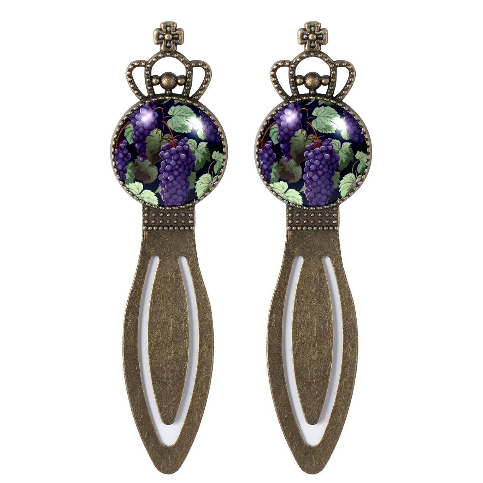 Grapes Set of 2 Vintage Copper Crown-Shaped Bookmarks - Stainless Steel ...