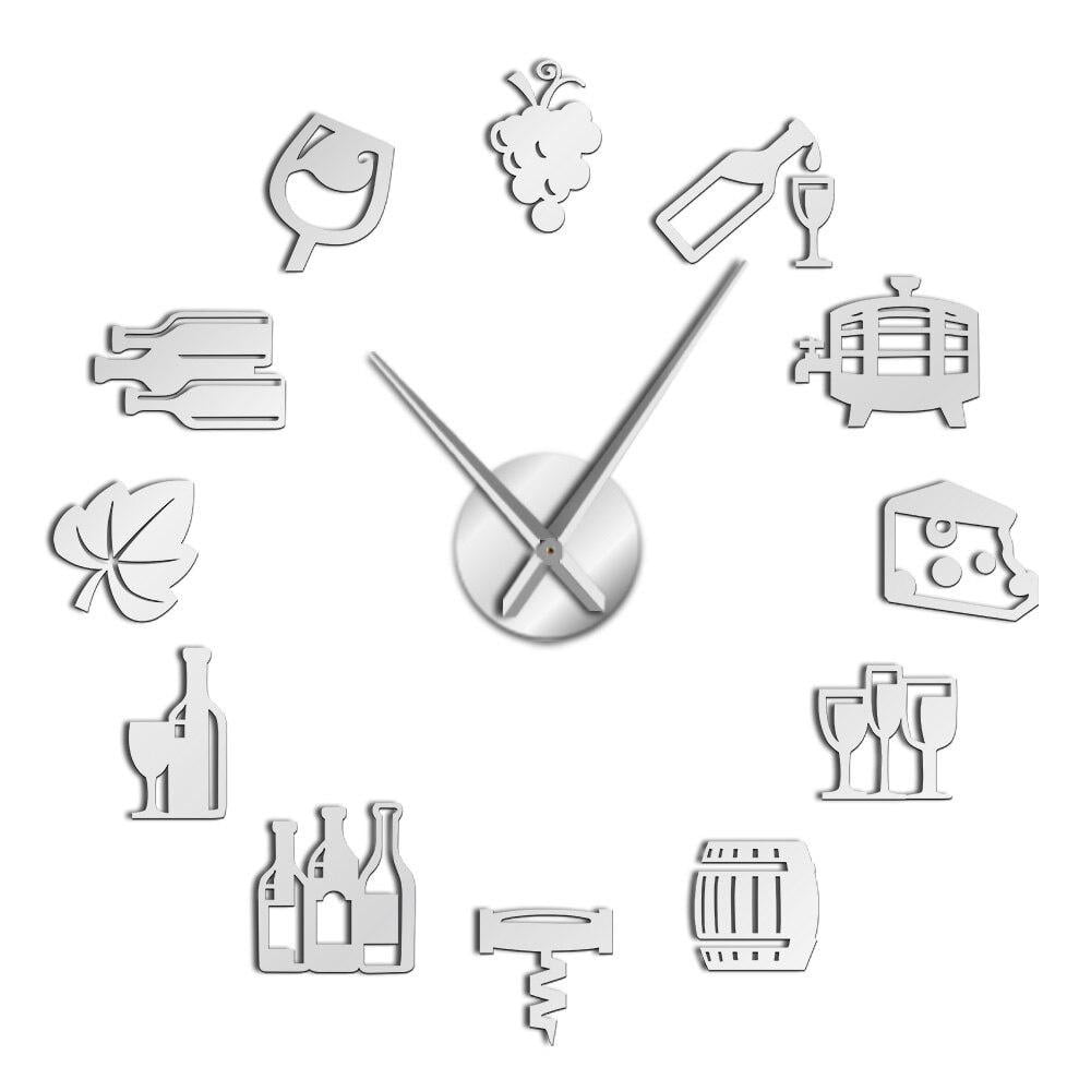 Grapes Wine Alcohol 3D DIY Wall Clock Quiet Sweep Wine lover Kitchen ...