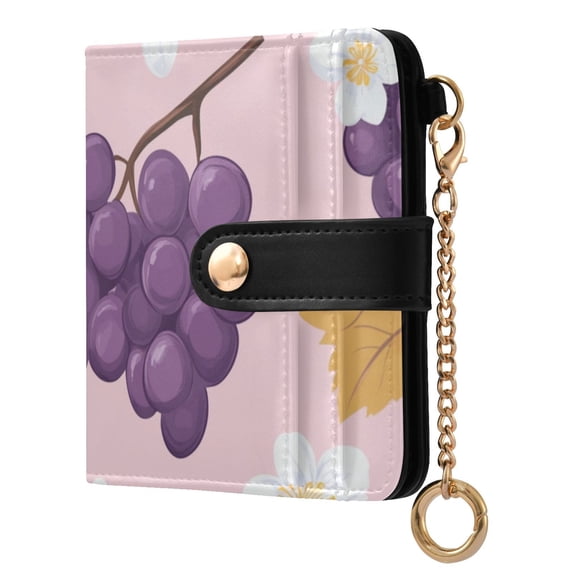 Grapes Yellow Leaves Daisies Women's Wallet PU Leather Card Cases RFID ...