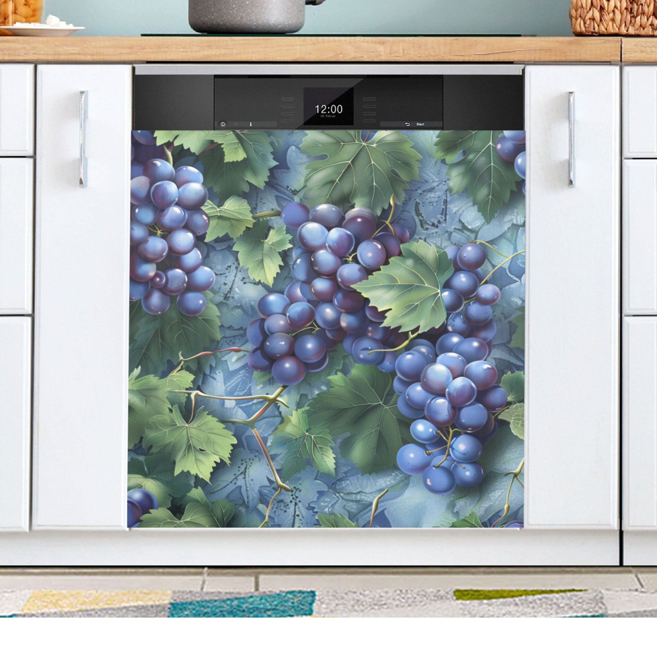 Grapes and Leaves Dishwasher Magnetic Refrigerator Magnet Cover Kitchen ...
