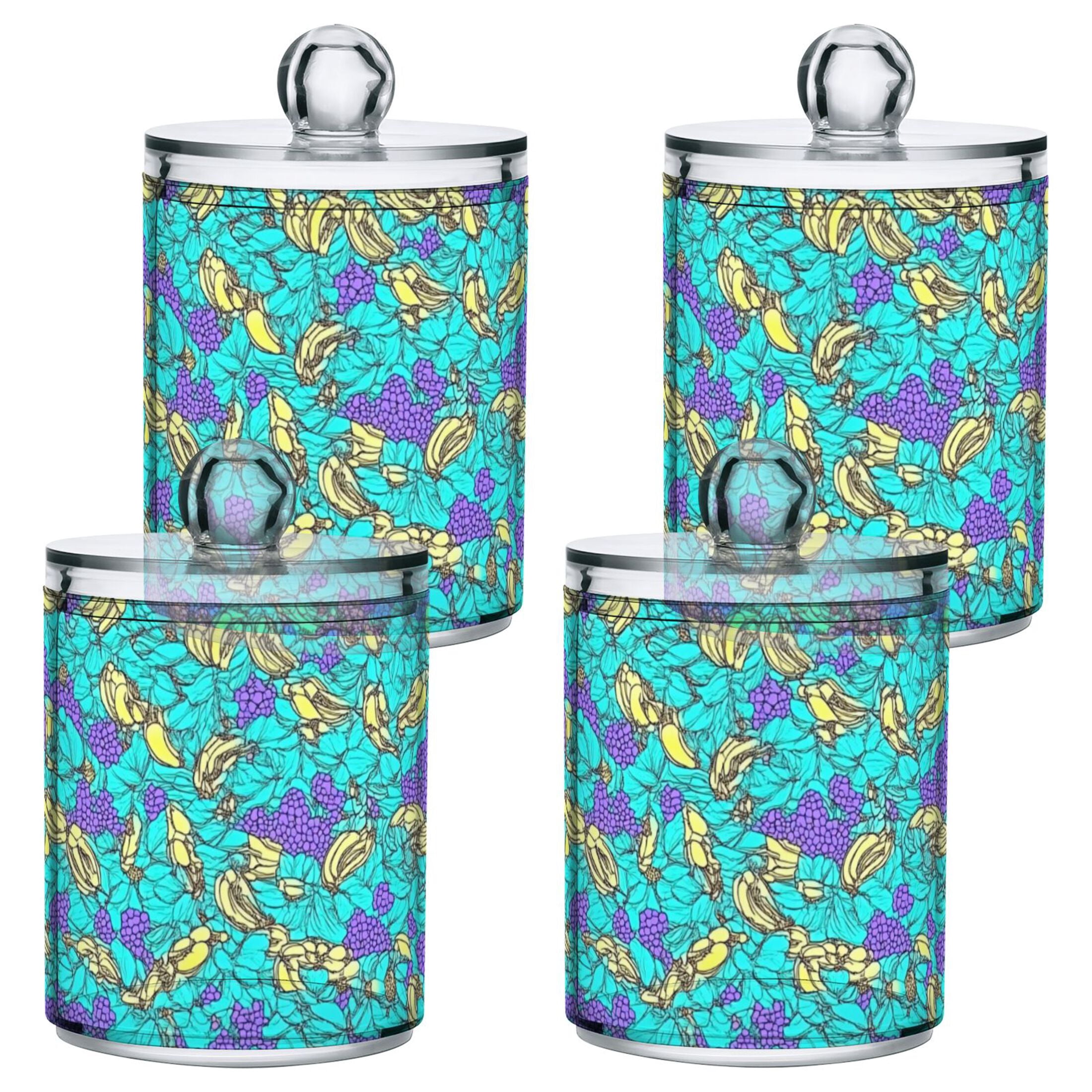 Grapes on Blue Background Bathroom Canisters Set of 4 Translucent ...