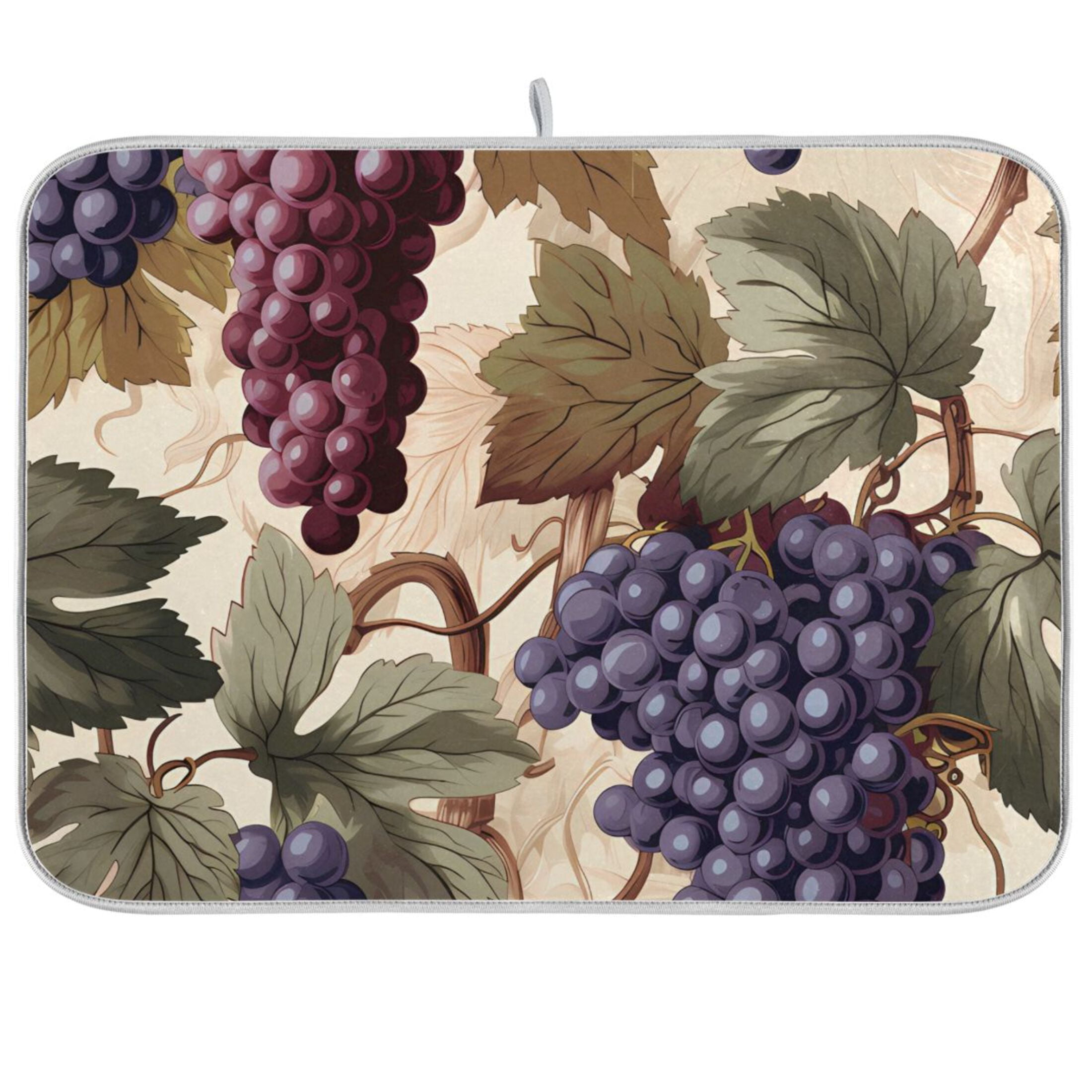 Grapes with Leaves Dish Drying Mat Microfiber Kitchen Pad Large Counter ...