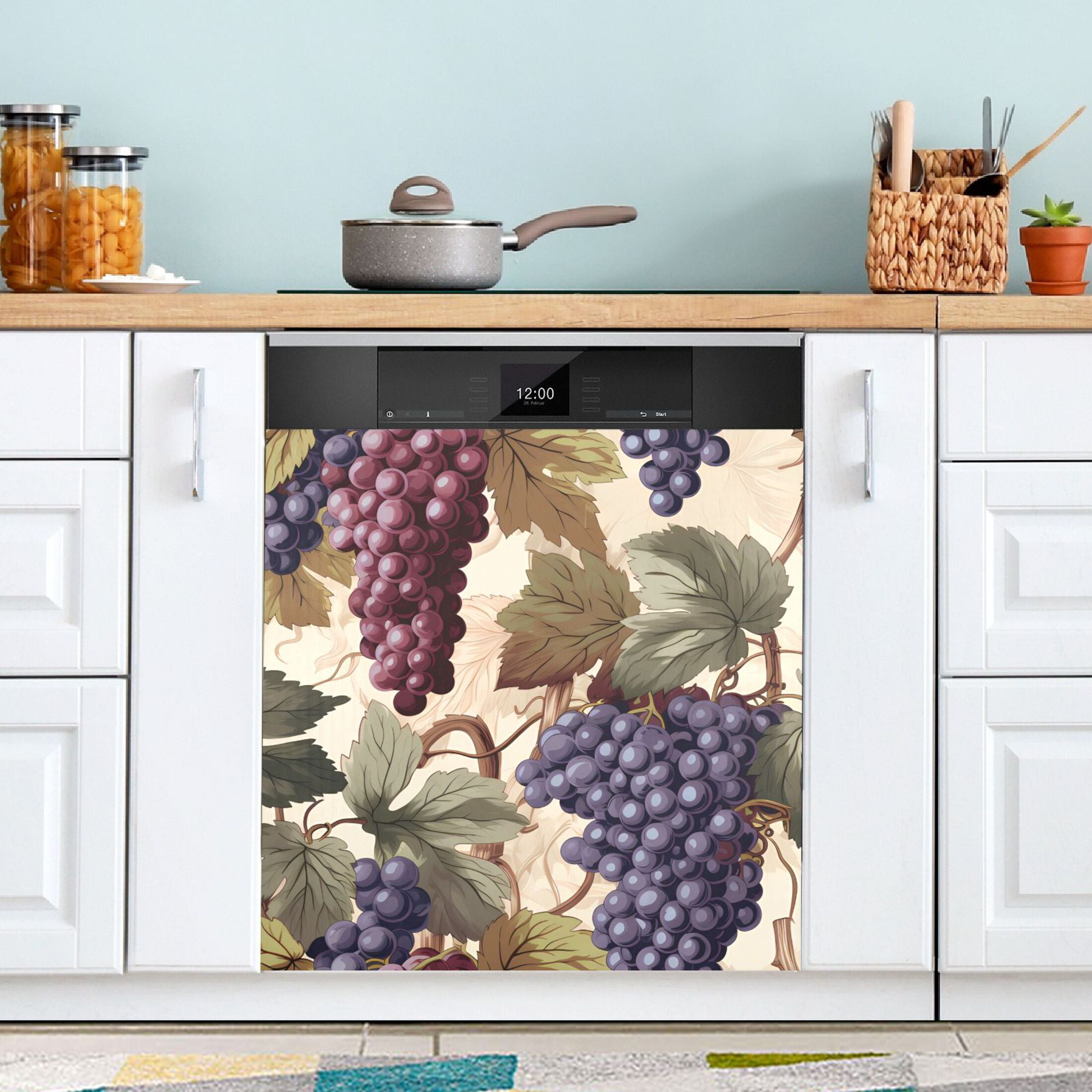Grapes with Leaves Magnetic Dishwasher Cover Magnet Refrigerator ...
