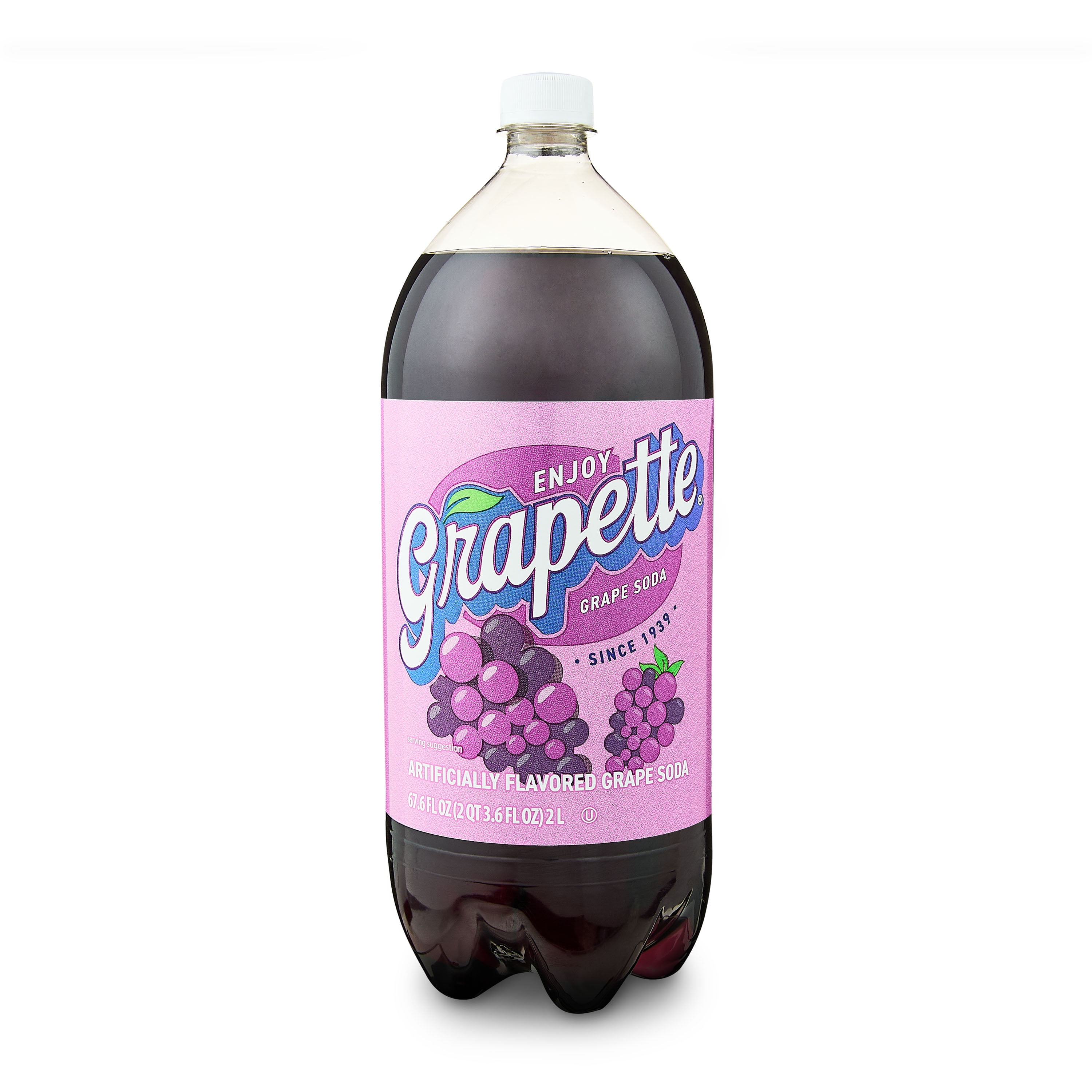 Great Value Grapette Grape Soda 2 Liter Refreshing Flavored Soft Drink ...