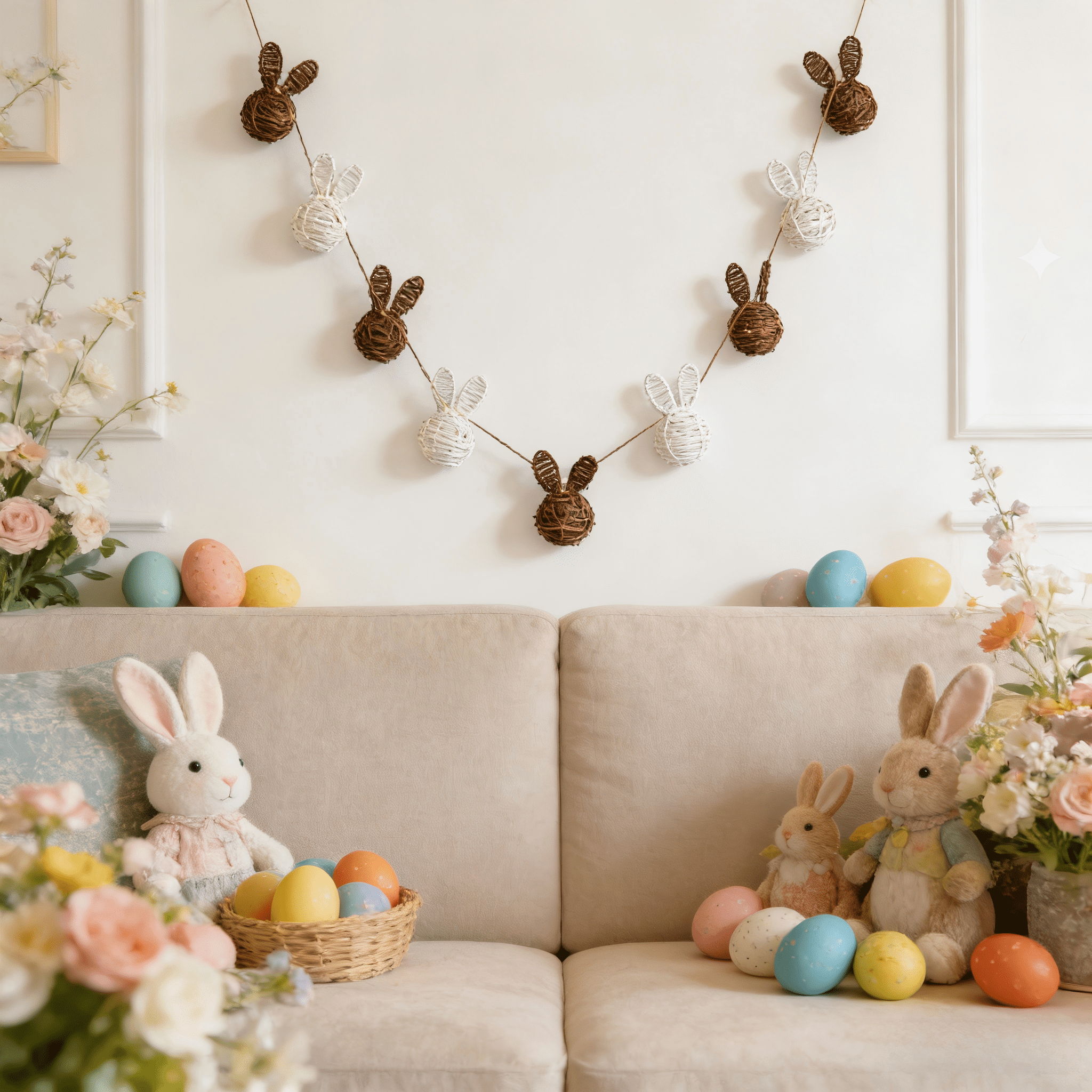Grapevine Bunny String Light, Easter 6FT Rattan Bunny Garland, Battery ...