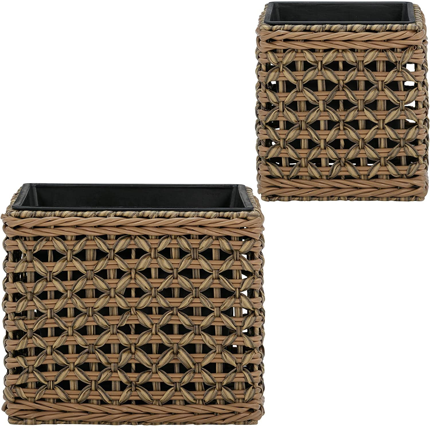 Grapevine PL10316 Nesting Polyrattan Planter, Square, 2-Pack - Walmart.com