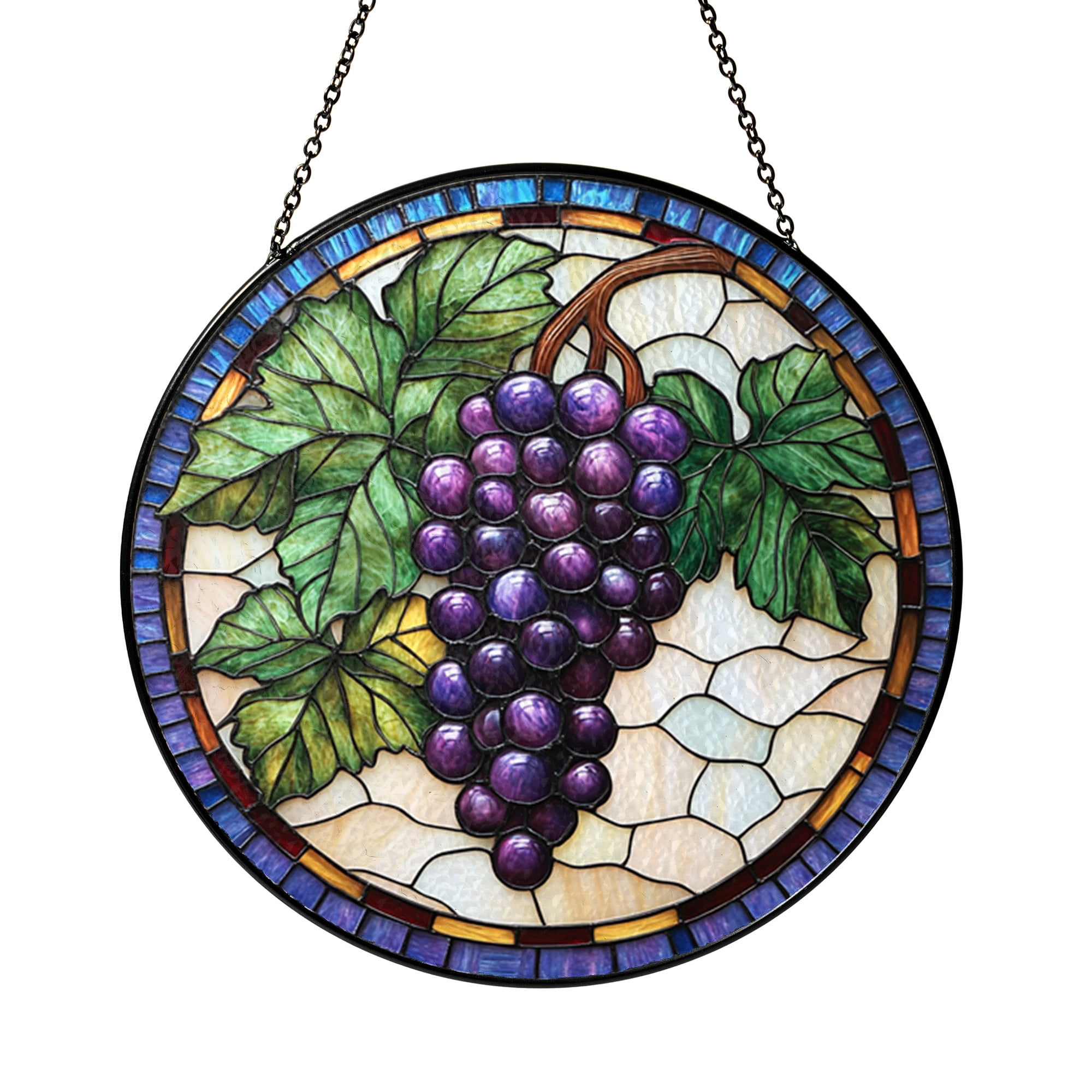 Grapevine Purple Grapes Stained Glass Style Window Hanging Suncatcher ...
