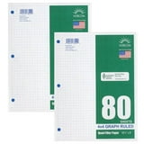 Quad Loose Leaf Graph Filler Paper, 4x4 Ruled, 2 Pack of 80 Sheets Each ...
