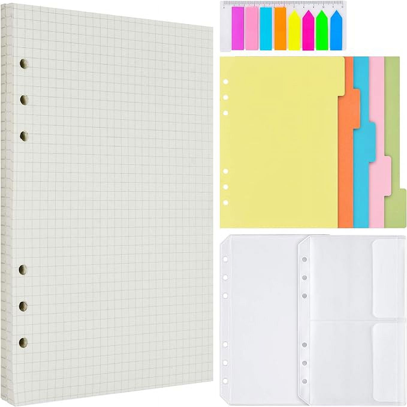 Graph Paper, 160 Pages Loose Leaf Paper, A6 Refill Grid Paper with 5 ...