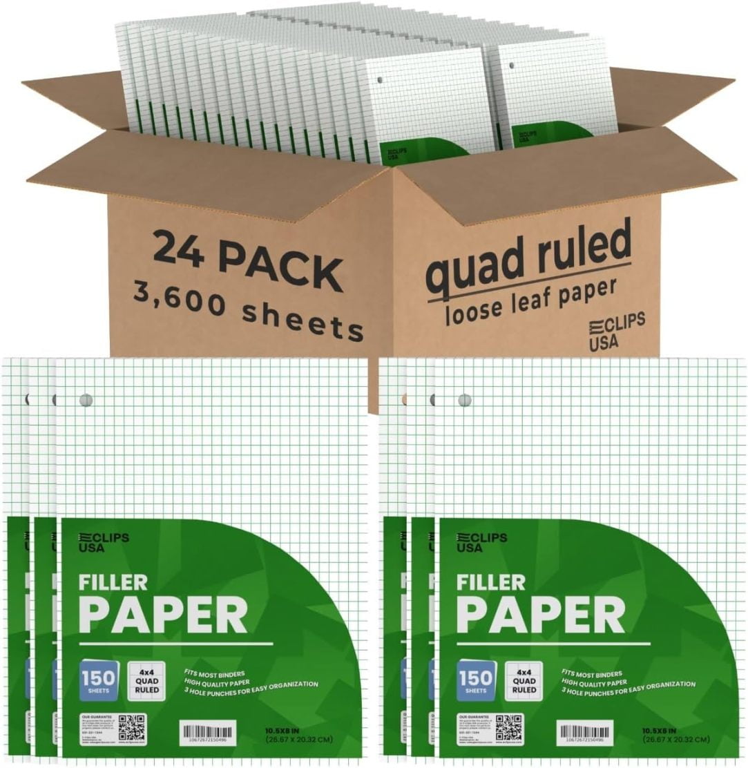 Graph Paper, Loose Leaf Graph Paper, 4 x 4 An Inch Quad Ruled Graph ...