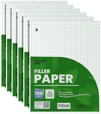 Graph Paper, Loose Leaf Graph Paper, 4 x 4 An Inch Quad Ruled Graph ...