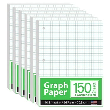 Graph Paper, Loose Leaf Graph Paper (3 Pack), 4 x 4 An Inch Quad Ruled ...