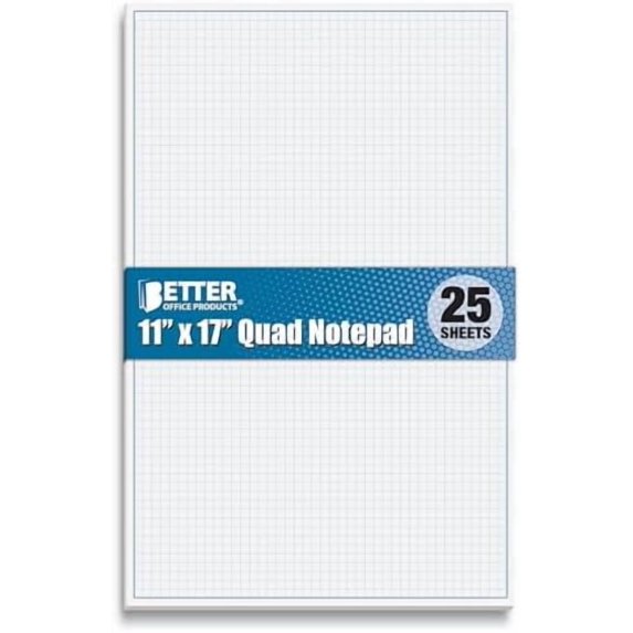Graph Paper Pad, 17" x 11", 25 Sheets, Blue Line Border, Blueprint ...