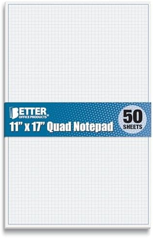 Graph Paper Pad, 17" x 11", 50 Sheets, Blue Line Border, Blueprint ...